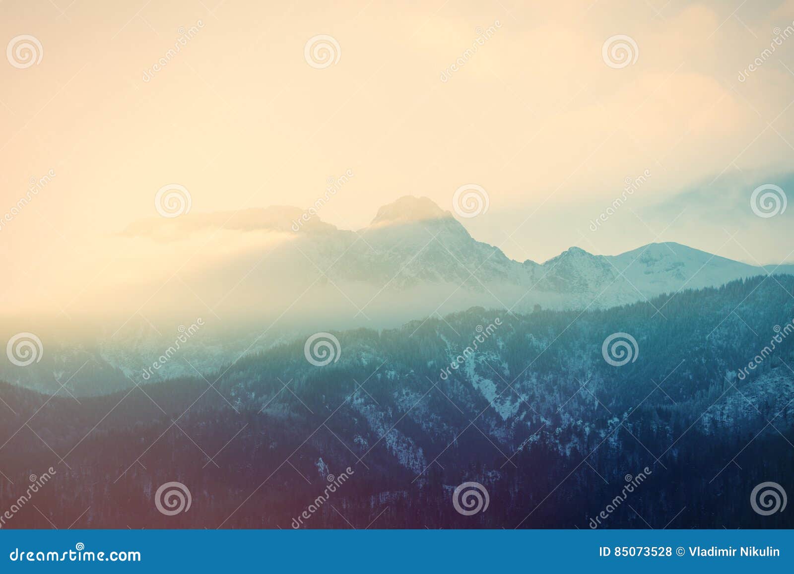 View on Sunset Mountains Tatry, Poland Stock Photo - Image of ...