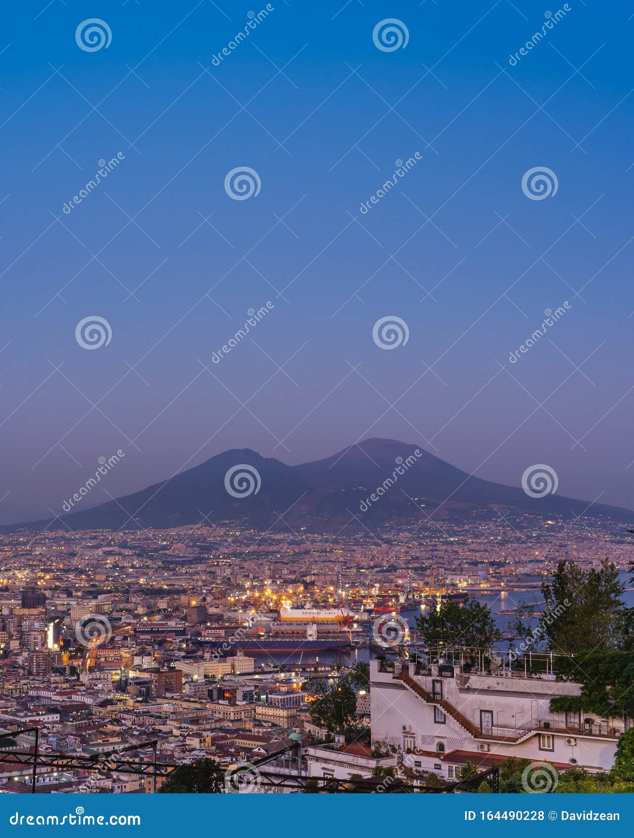 View after Sunset of Naples City, in Italy Stock Photo - Image of ...