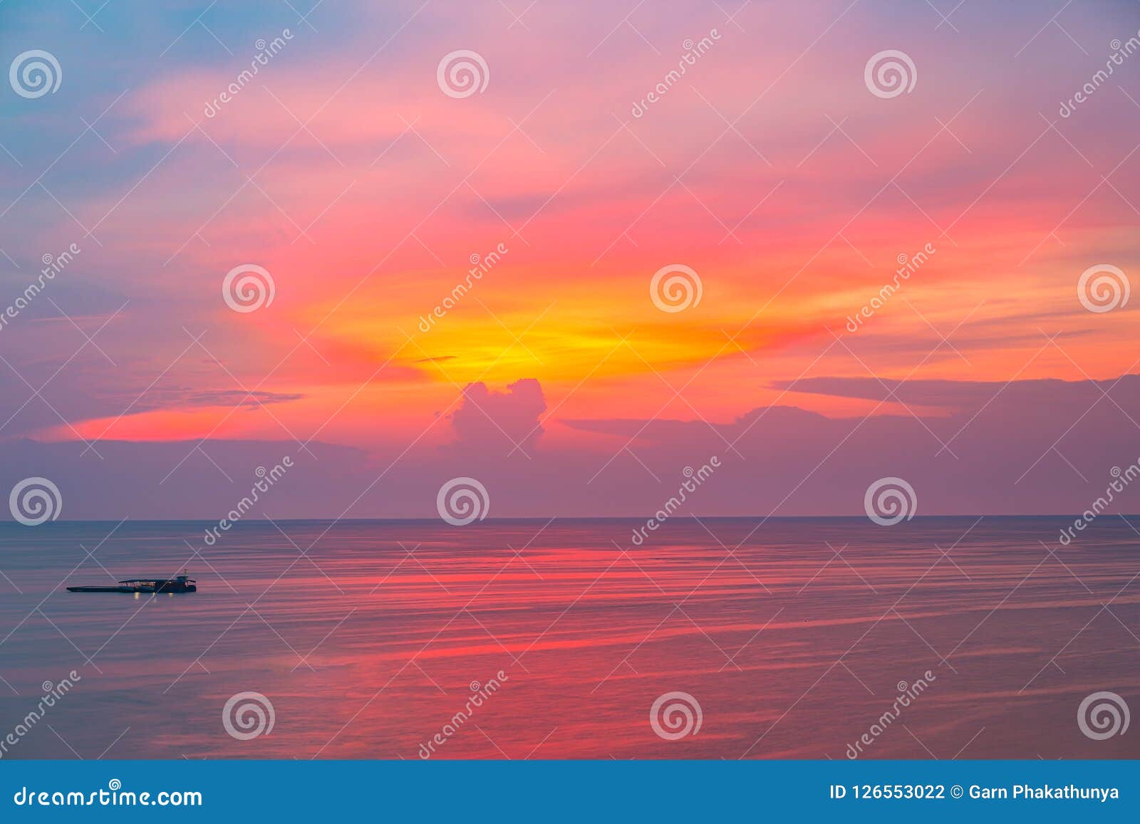 View of Sunset into the Ocean with Twilight Sky Stock Photo - Image of ...