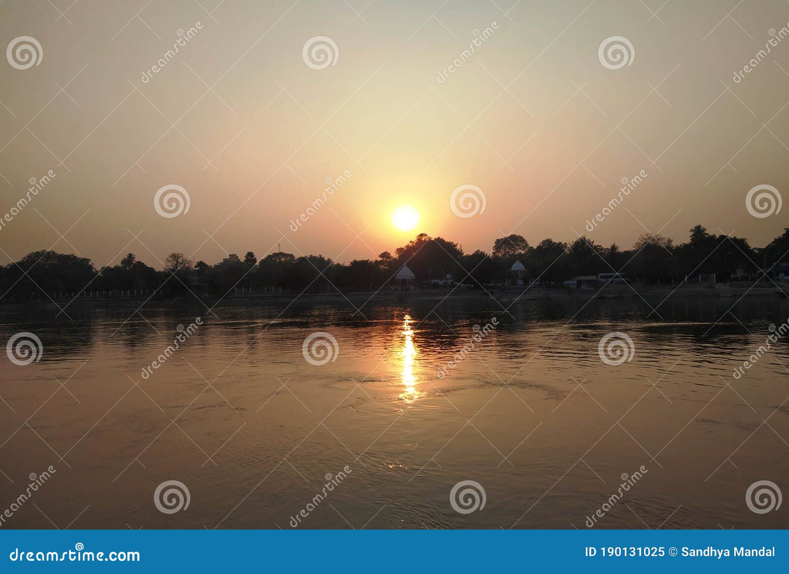 View of Sunset by the River Stock Image - Image of river, waves: 190131025