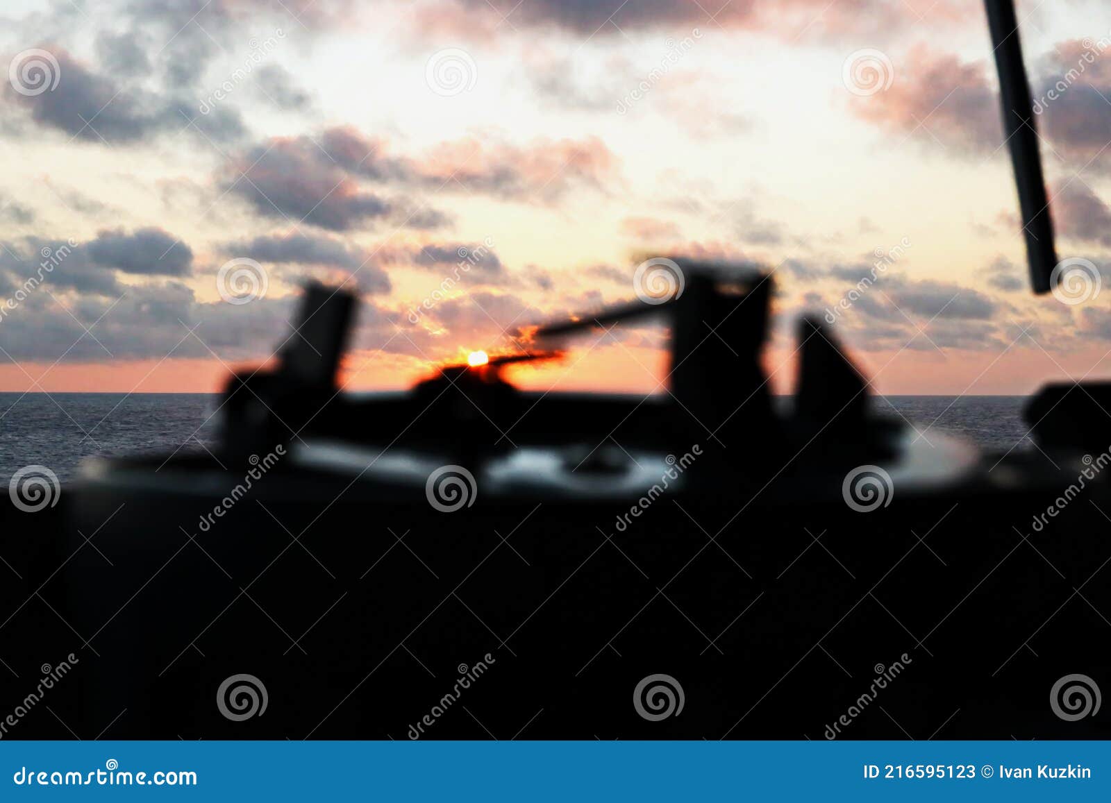 View of the Sunset from the Ships Construction and Navigational Bridge ...