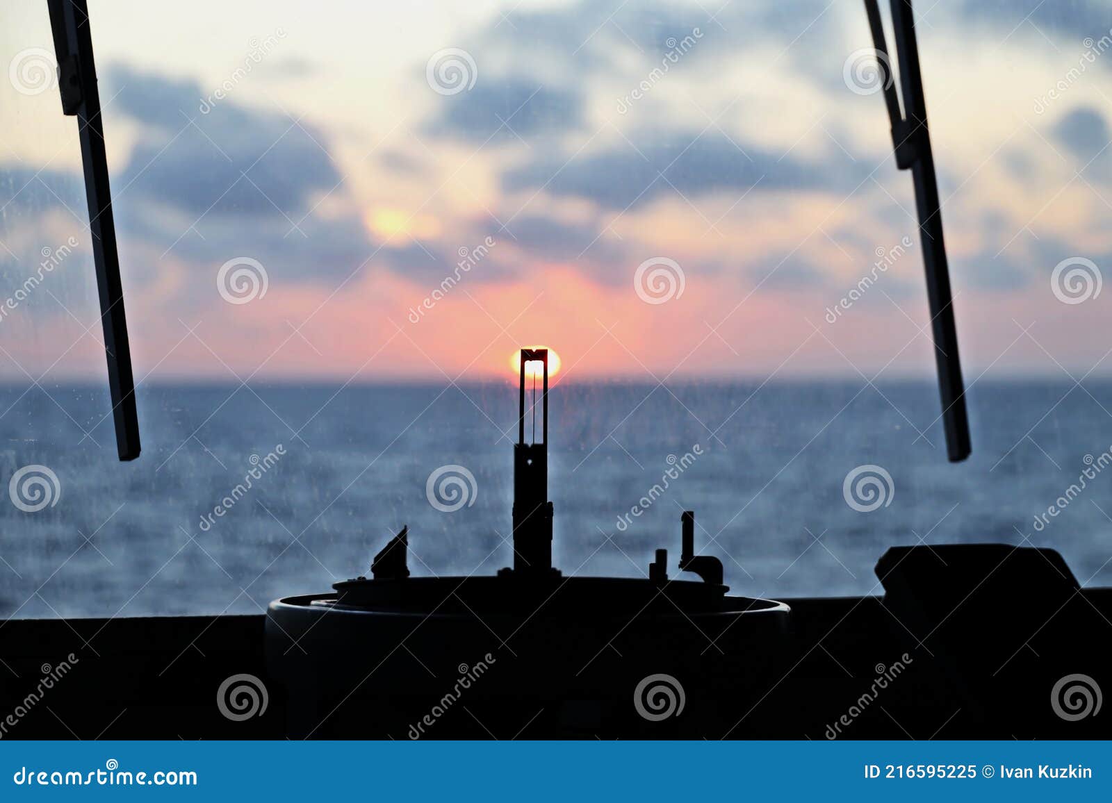 View of the Sunset from the Ships Construction and Navigational Bridge ...