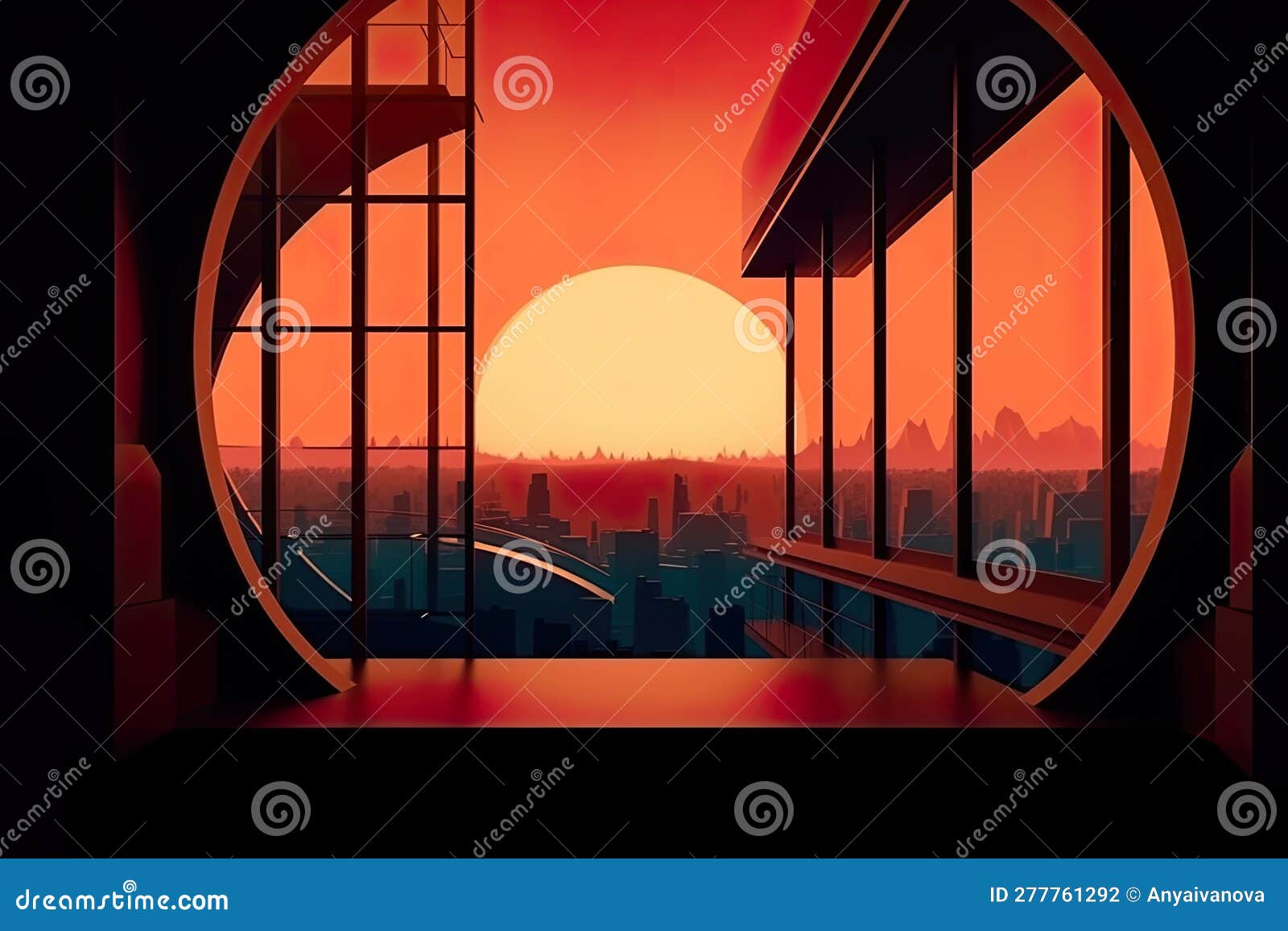 A View of a Sunset through a Window. Generative AI Image. Stock Photo ...