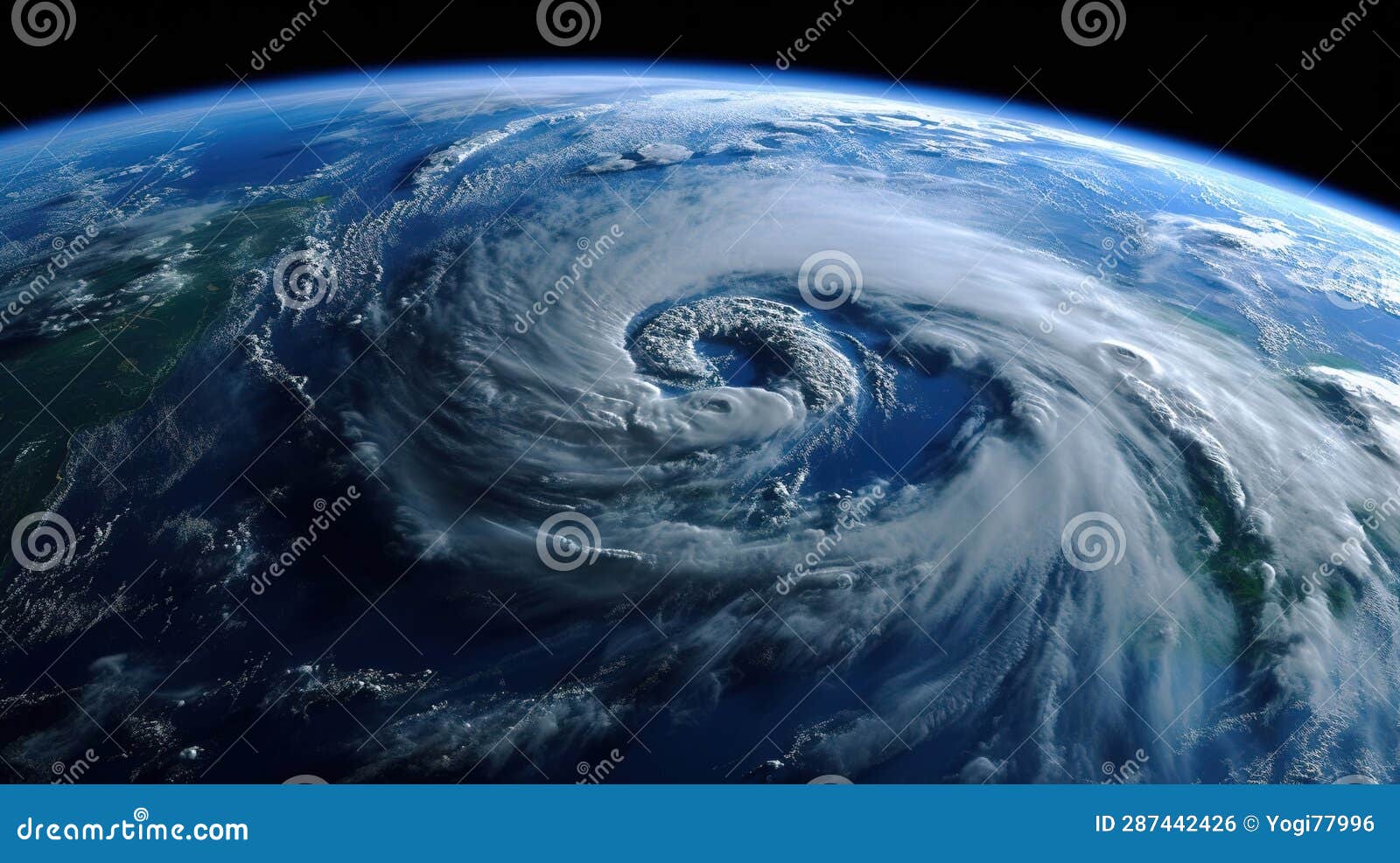 A View of a Super Typhoon Over the Ocean from Space on Earth. Created ...