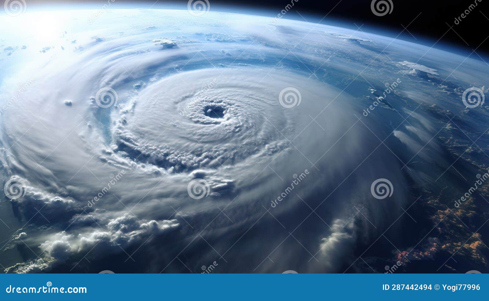 A View of a Super Typhoon Over the Ocean from Space on Earth. Created ...