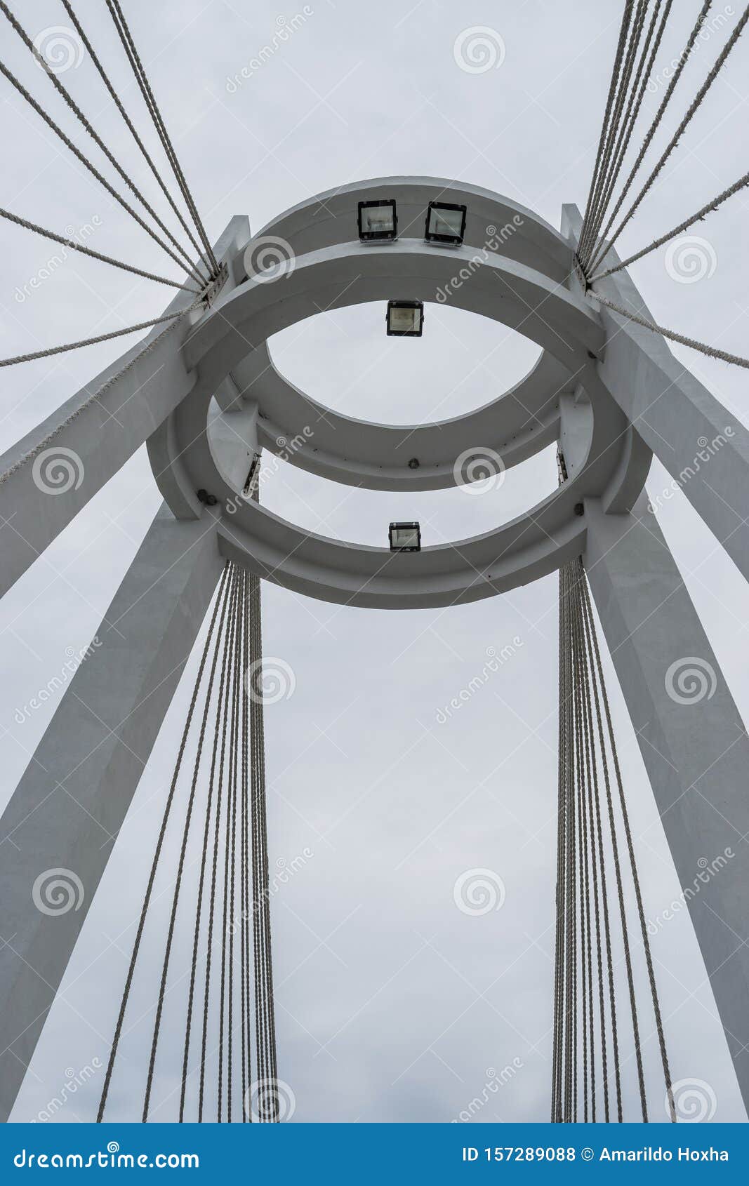 View of a Suspension Bridge Concrete Tower Stock Photo - Image of ...