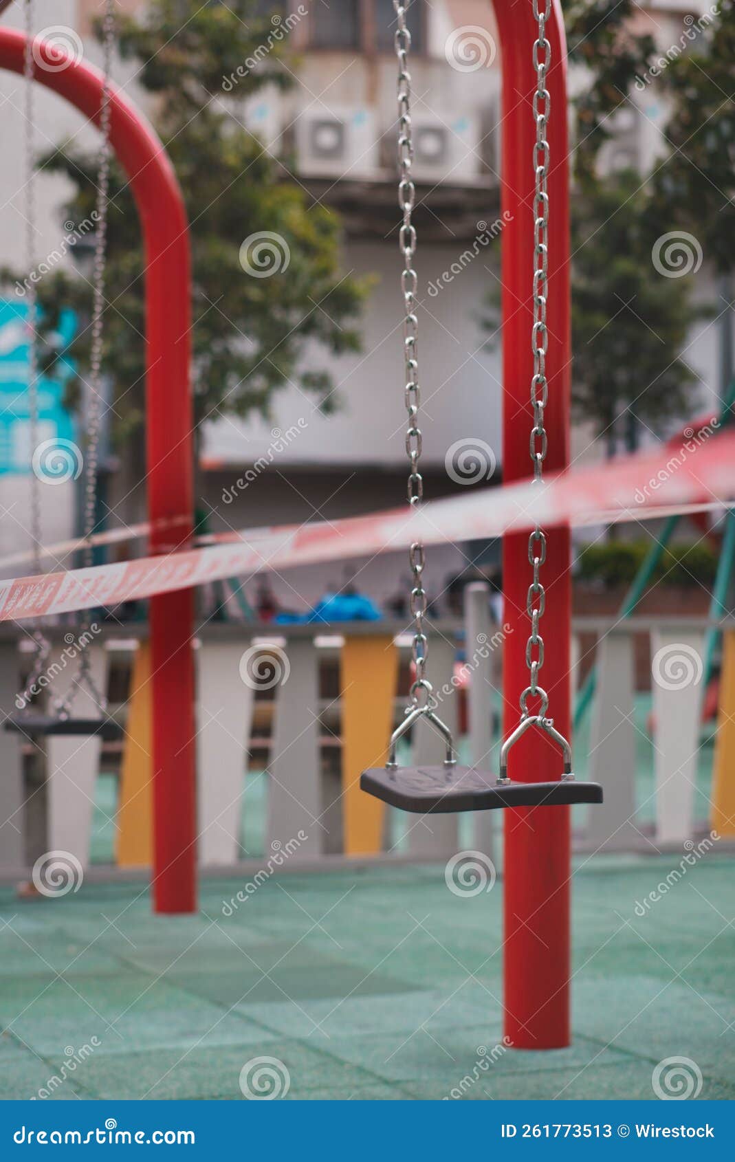 View of Swings in Playground Stock Image - Image of nature, playground ...