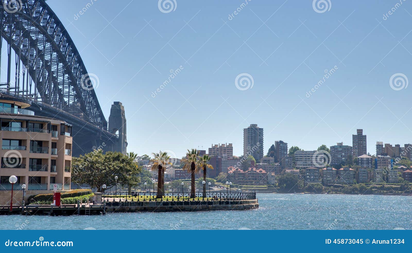 View of Sydney Harbour Bridge through Hickson Road Reserve Stock Image ...