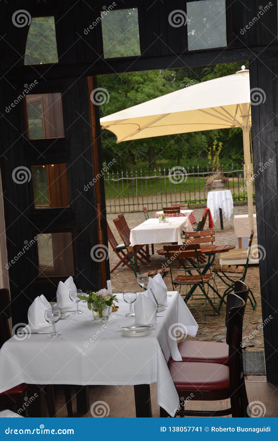 View of the Tables of a Restaurant in Germany Stock Image - Image of ...