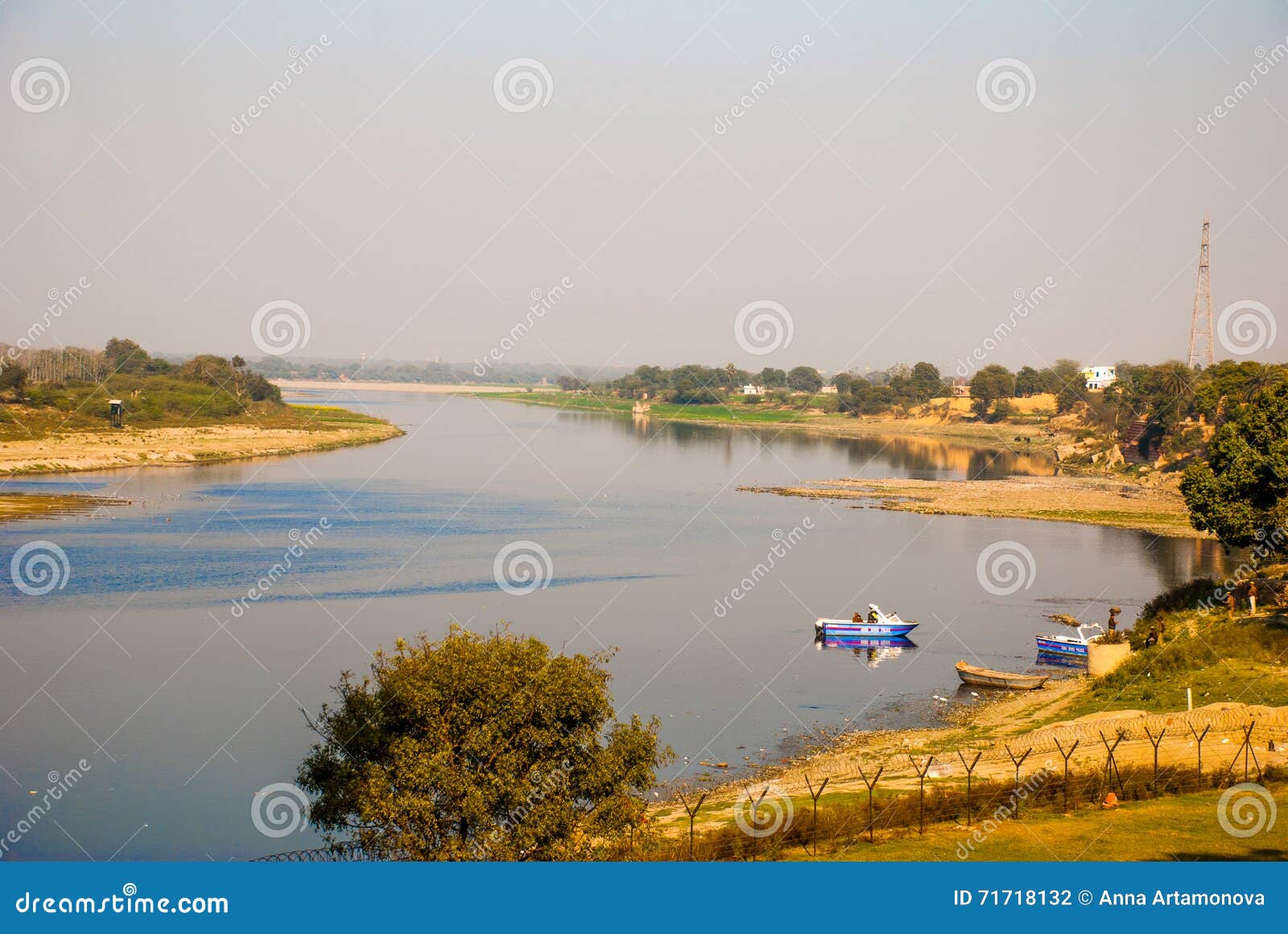 View from Taj Mahal on the River. Agra, India Stock Photo - Image of ...