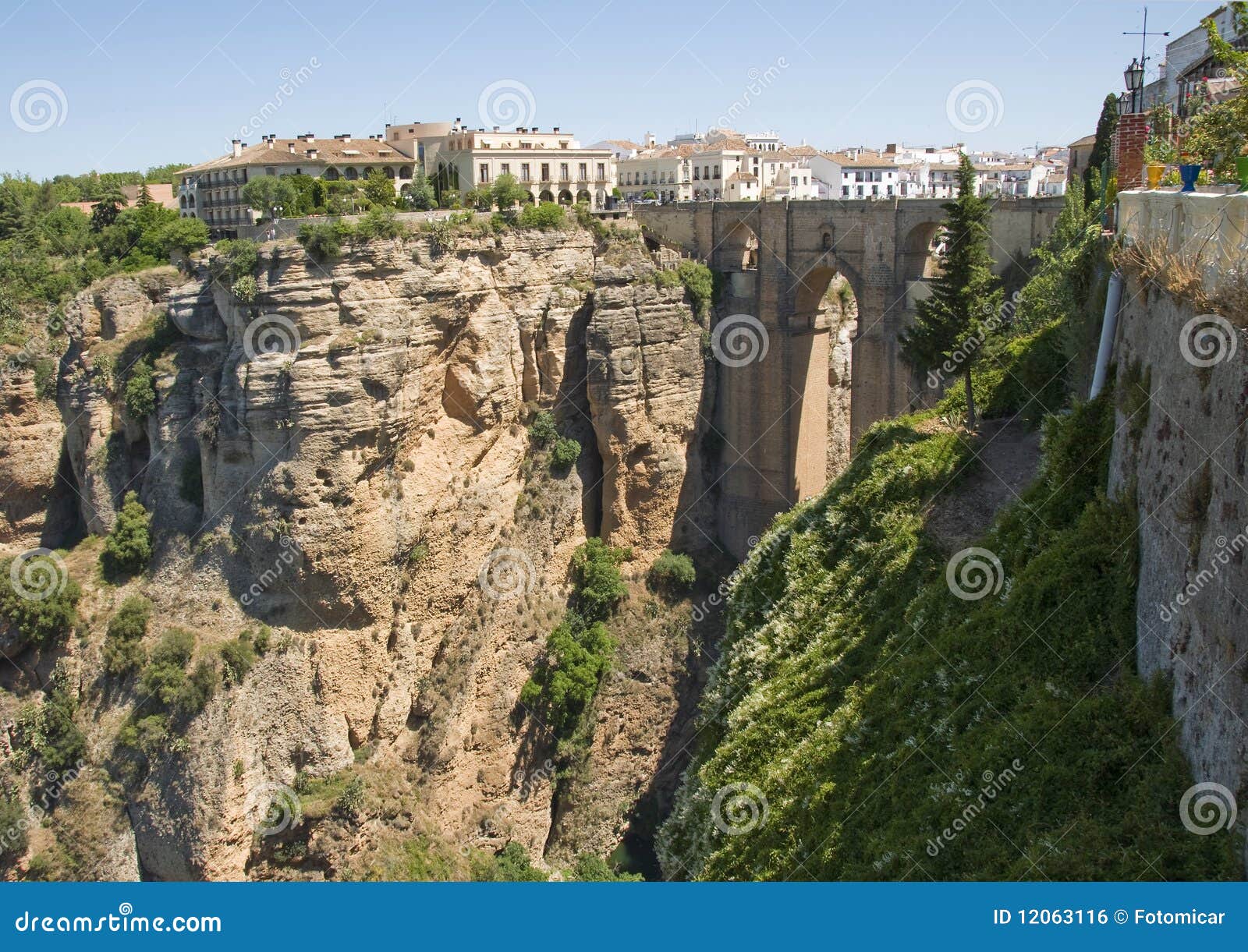 View of Tajo Bridge Ronda Spain Stock Photo - Image of andalucia, blue ...