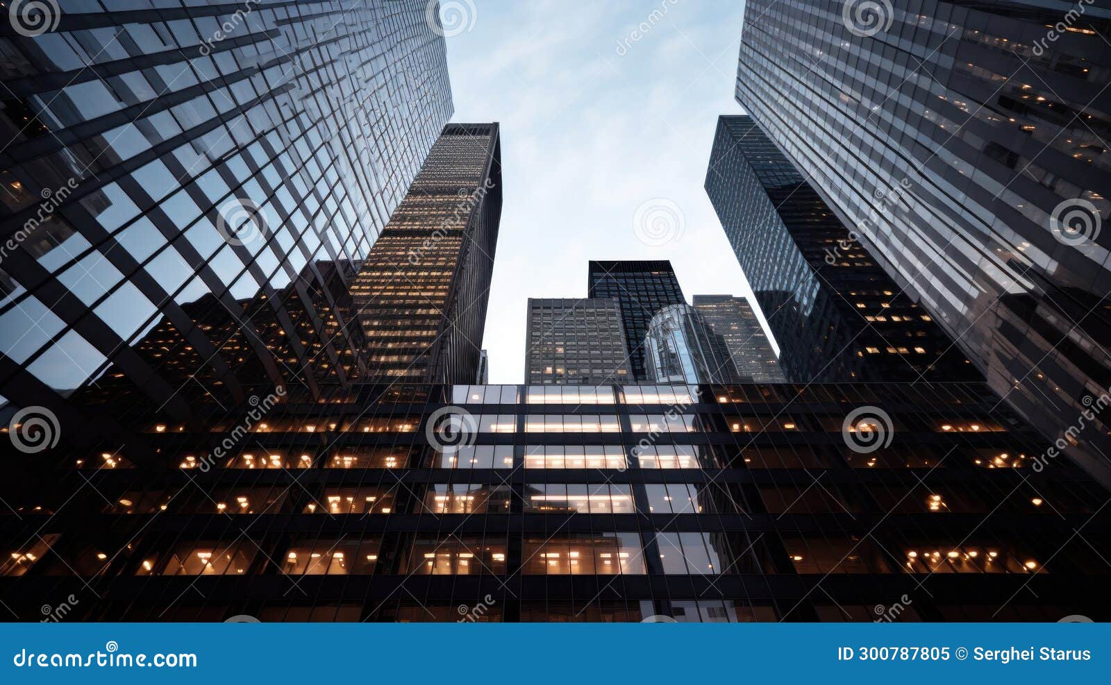 A View of a Tall Building with Many Windows and Lights, AI Stock Image ...