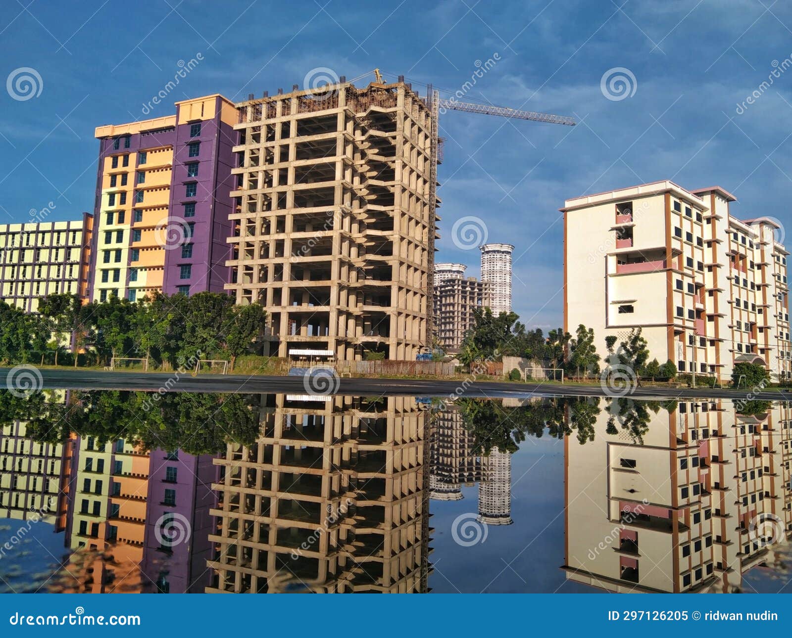The View of the Tall Buildings is Very Beautiful with the Reflection of ...
