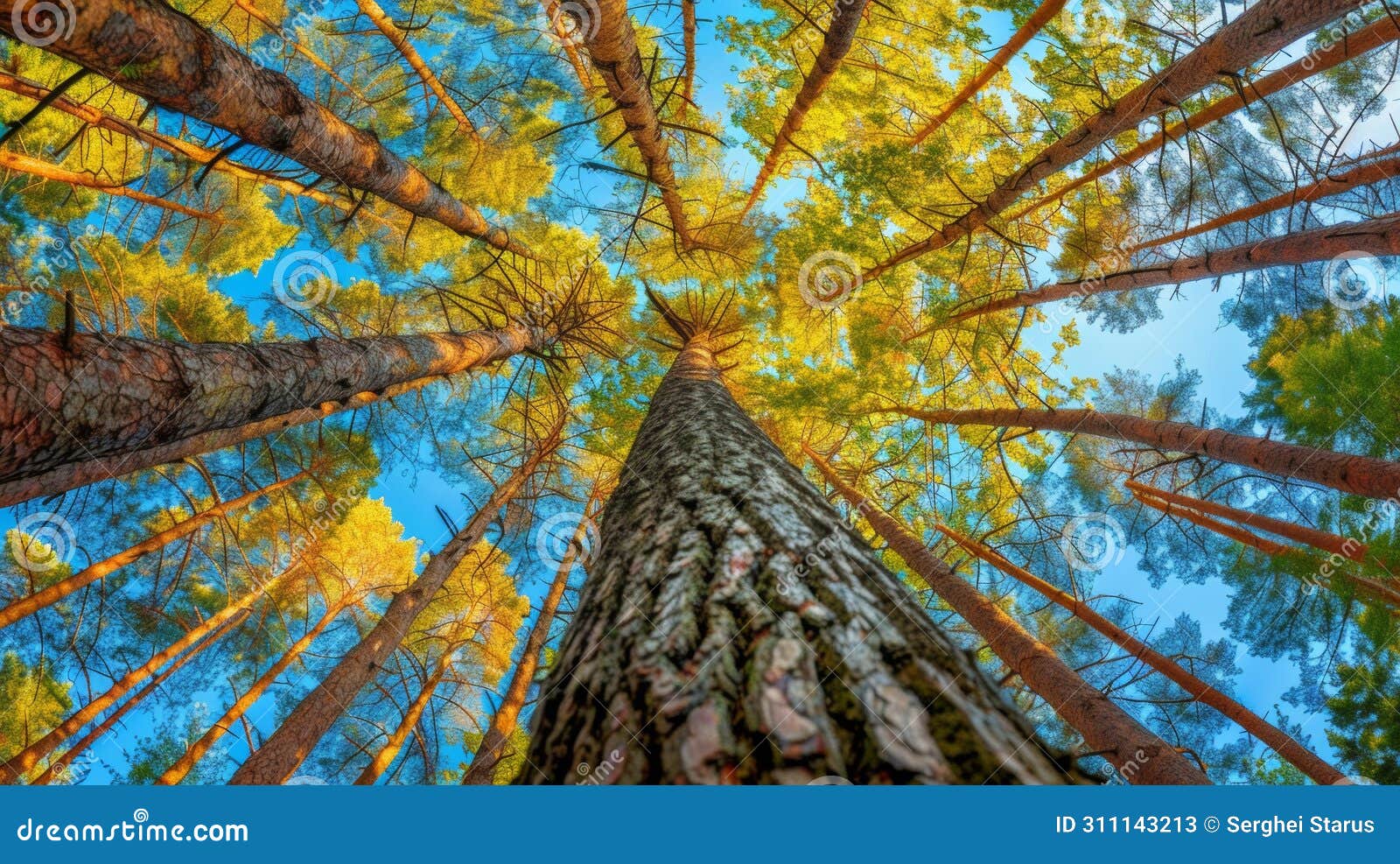 A View of a Tall Pine Tree Looking Up at the Sky, AI Stock Image ...
