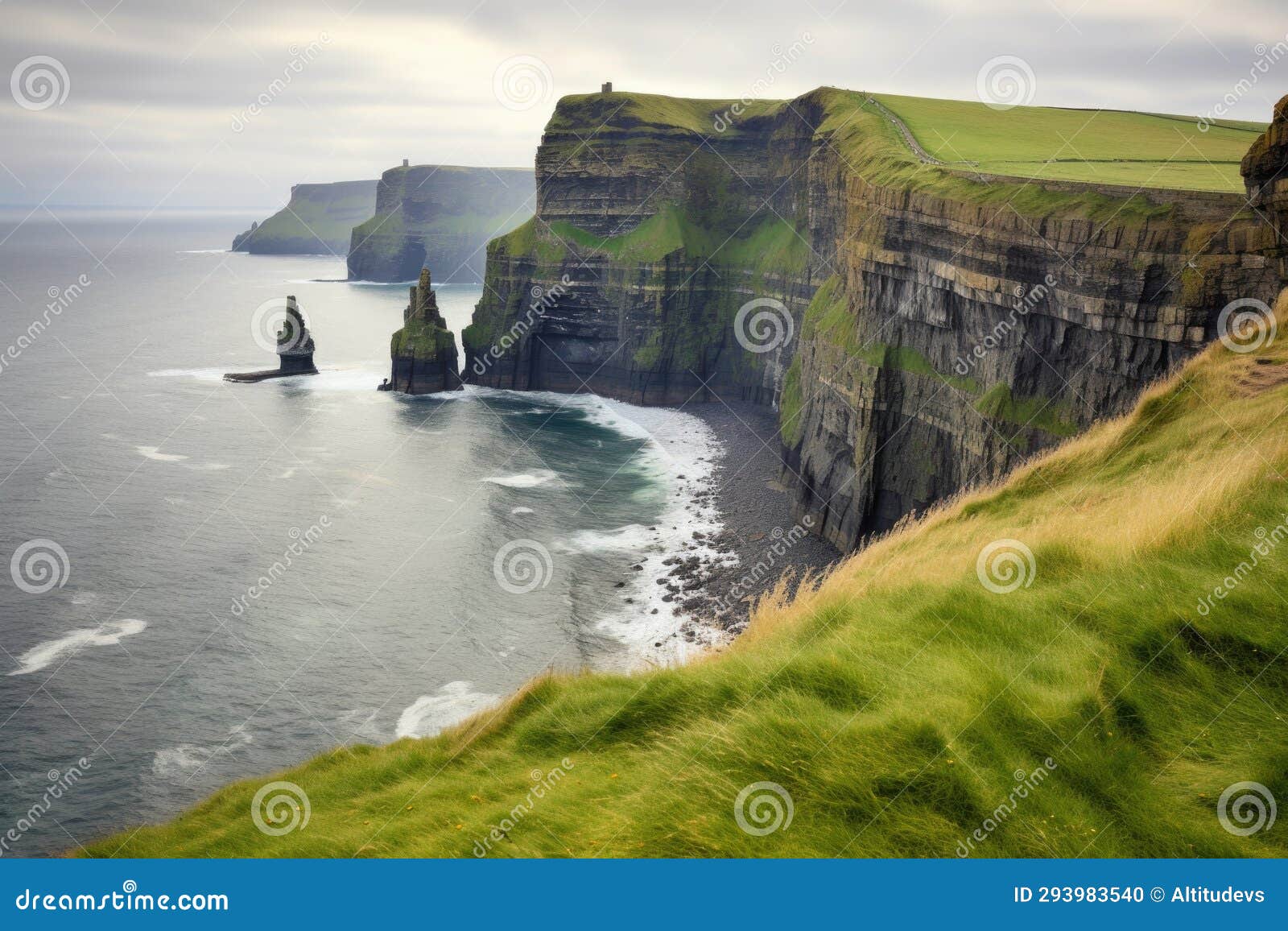View of Tall, Towering Cliffs Along a Coastline Stock Illustration ...