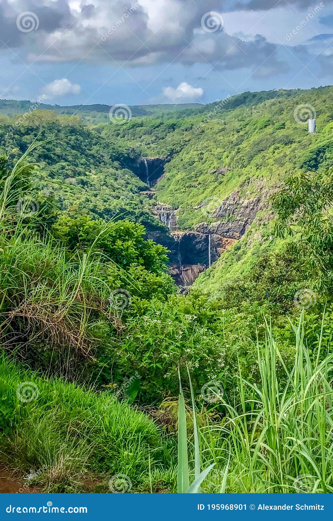 View on Tamarind Waterfalls, Mauritius Island Stock Image - Image of ...