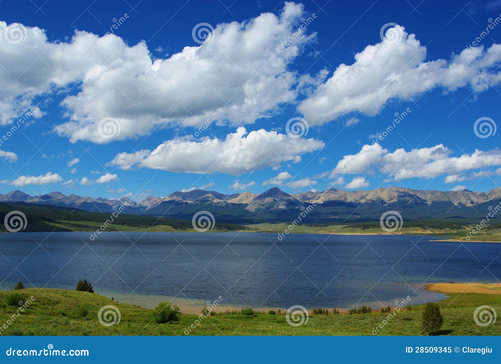 View of Taylor Park Reservoir with Rocky Mountains Stock Image - Image ...