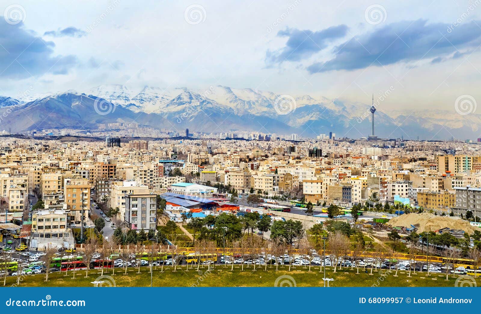 View of Tehran from the Azadi Tower Stock Image - Image of landscape ...