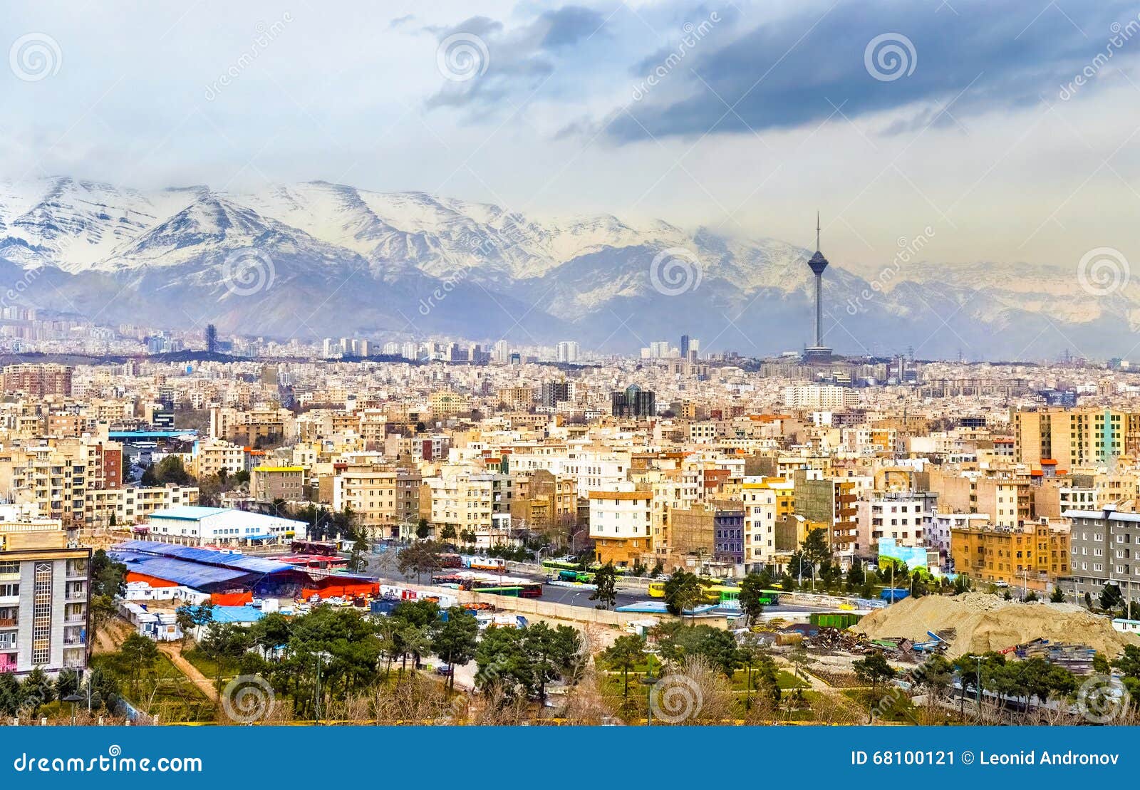 View of Tehran from the Azadi Tower Stock Image - Image of modern ...