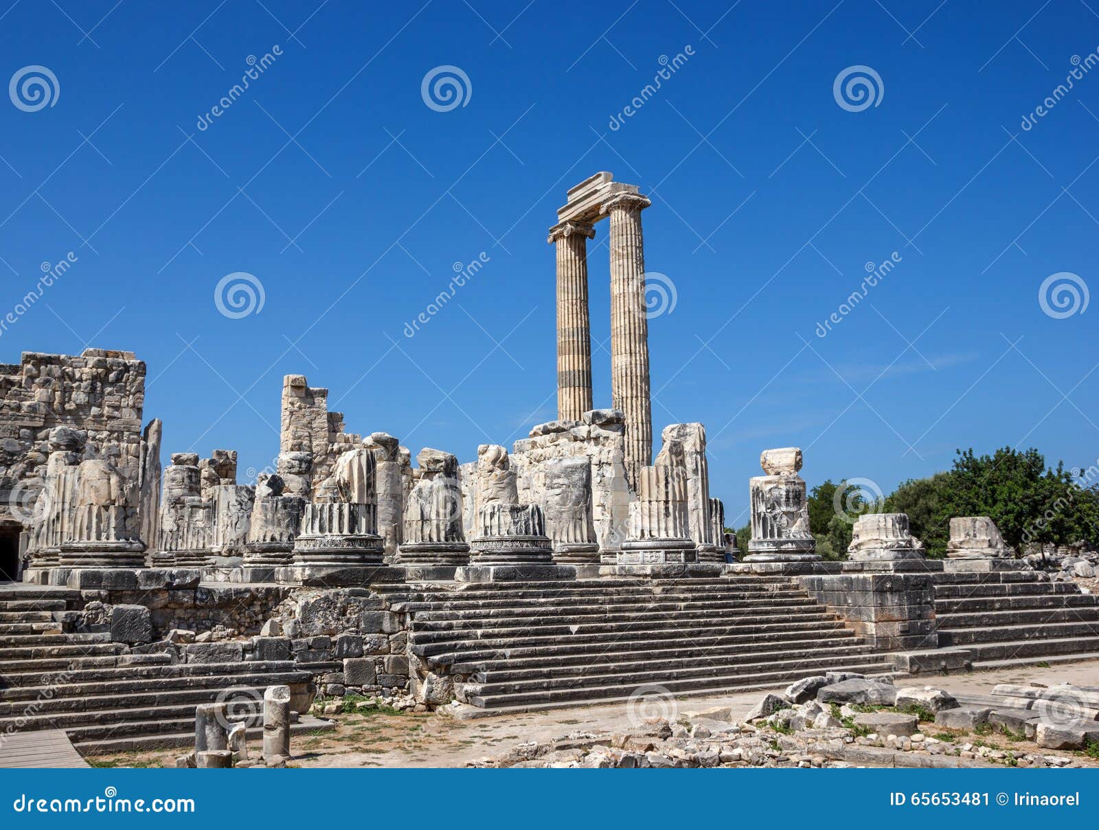 View of the Temple of Apollo in Didim Stock Image - Image of ionia ...