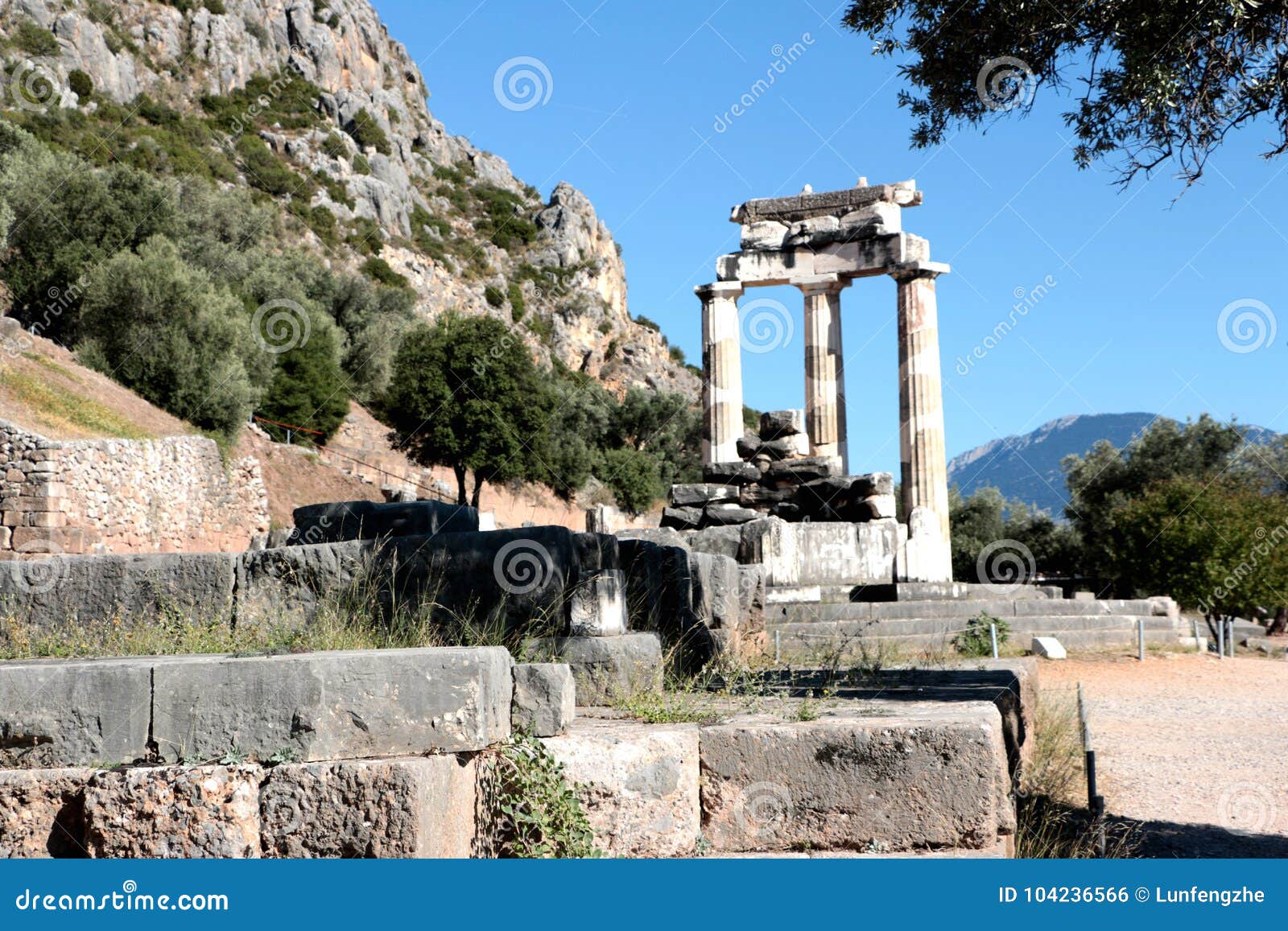 View of Temple of Athena Pronea Delphi Greece Stock Photo - Image of ...