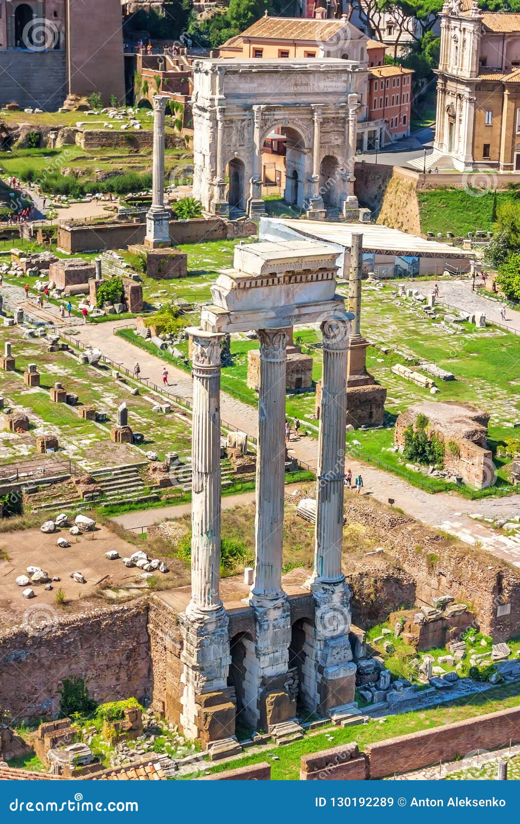 View on the the Temple of Castor and Pollux and the Arch of Septimius ...