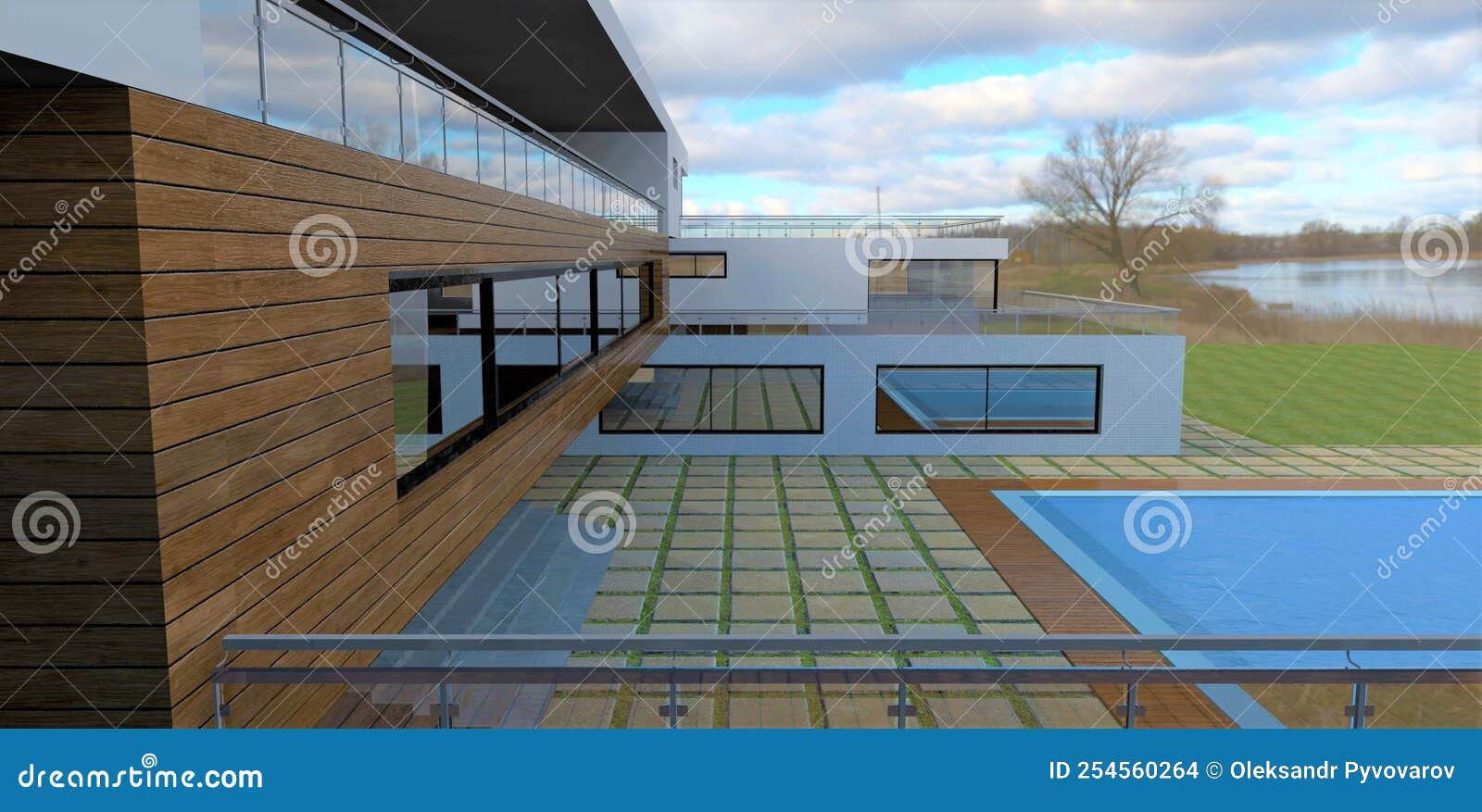 View from the Terrace into the Courtyard of an Advanced Country Villa ...