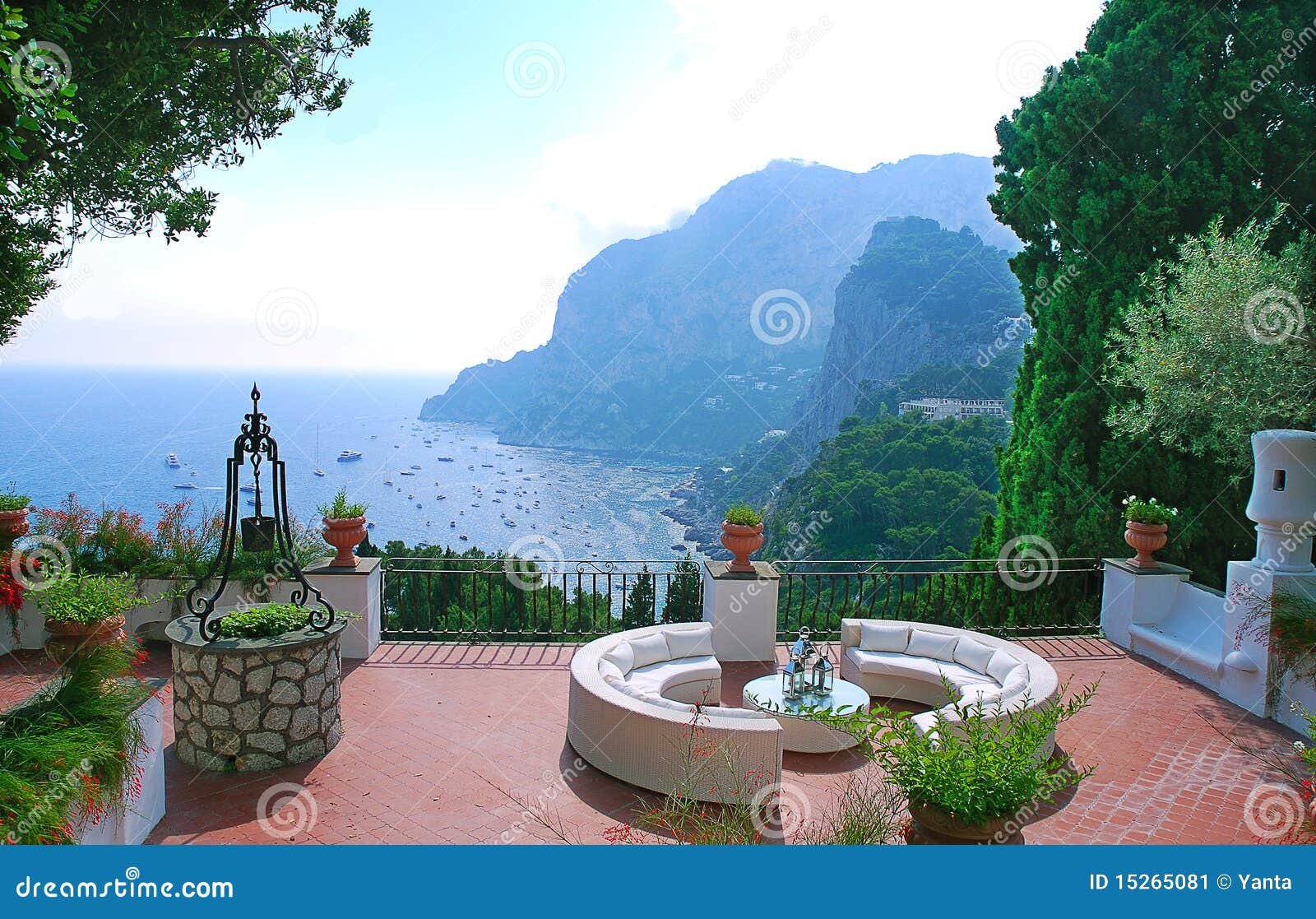 View from the Terrace of Villa Stock Image - Image of beautiful, island ...
