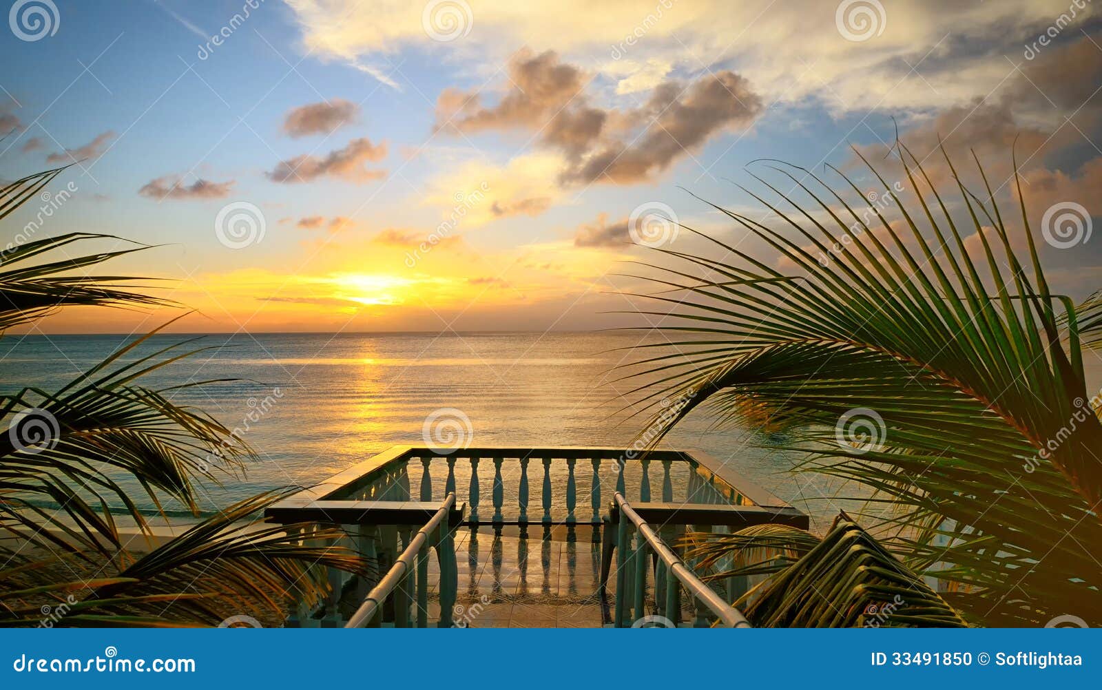 The View from the Terraces of the Beautiful Sunset on the Beach. Stock ...
