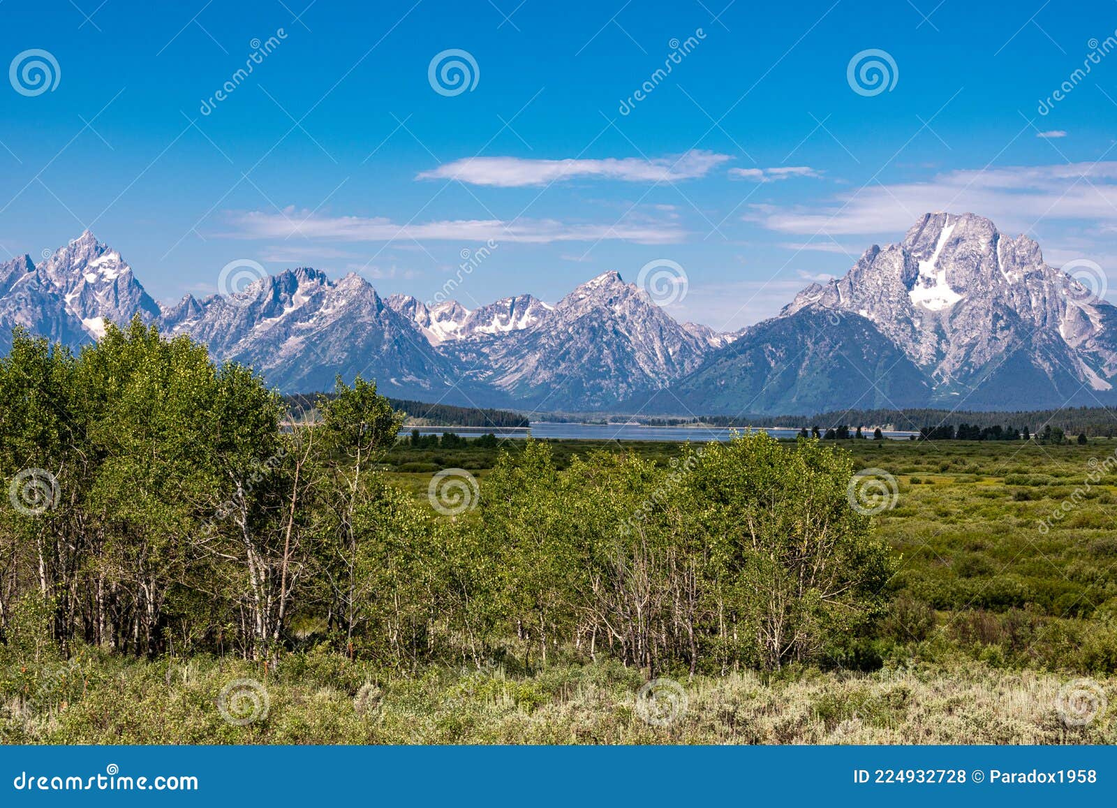 Grand Tetons and Jackson Lake in the Summer Stock Photo - Image of ...