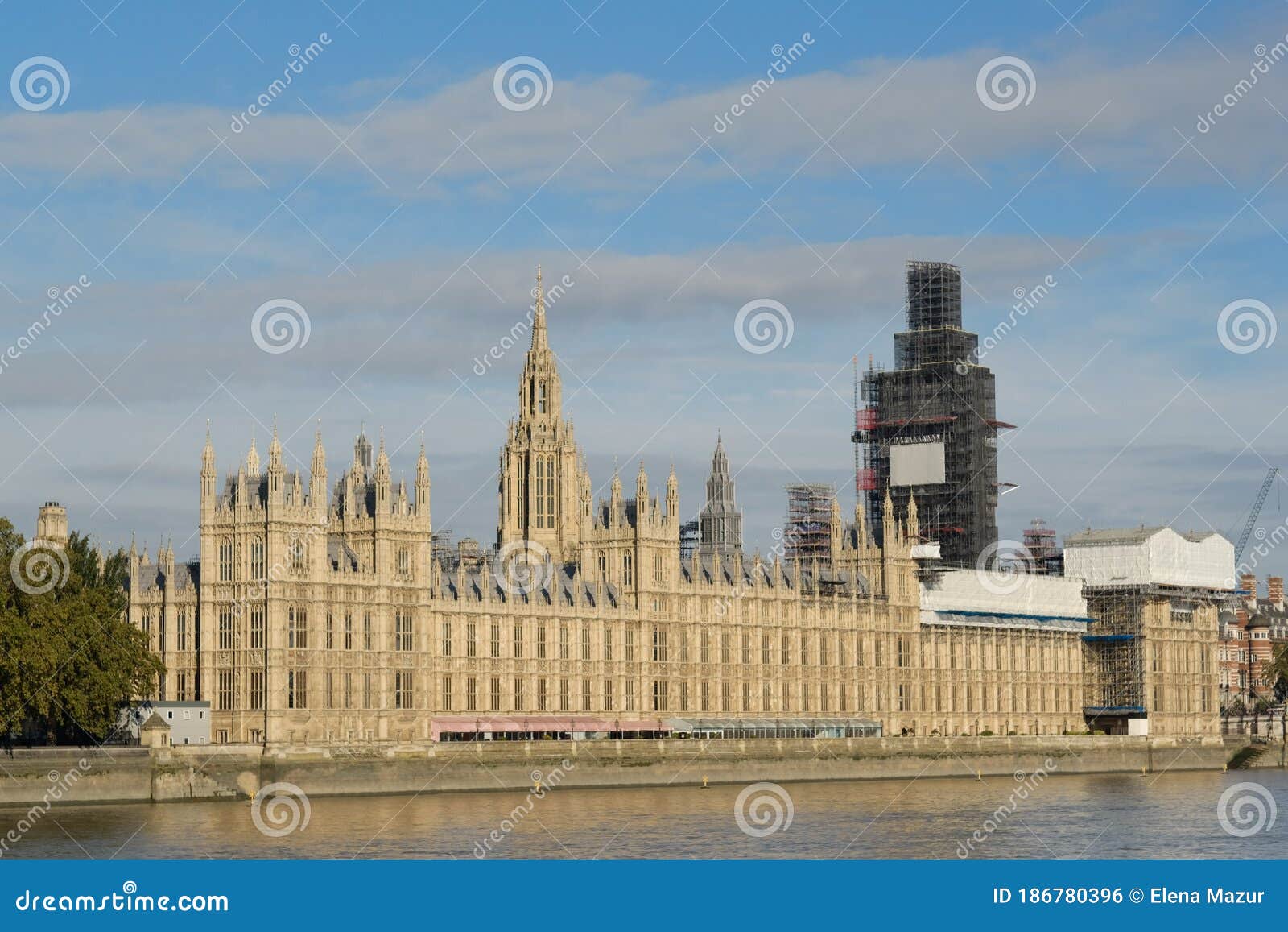 View of the Thames River and the Restored Big Ben in London Stock Photo ...