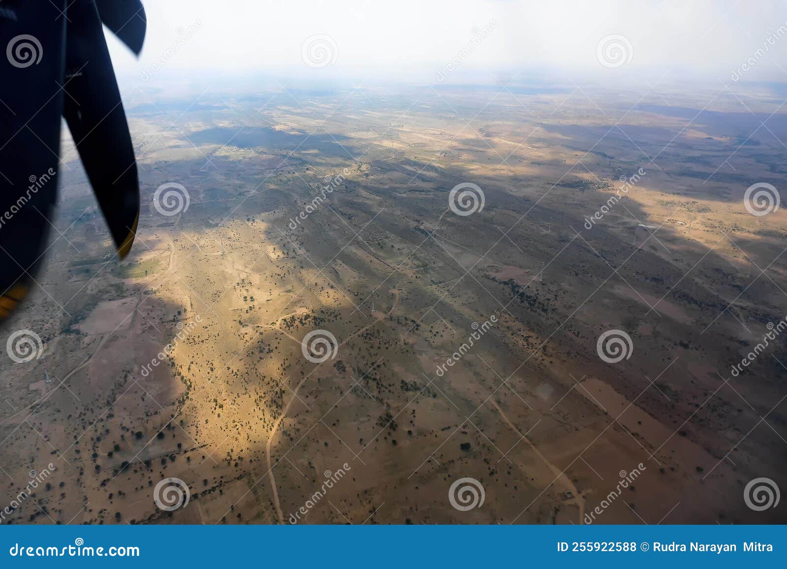 View of Thar Desert from an Aeroplane,Rajasthan, India. the Propellers ...