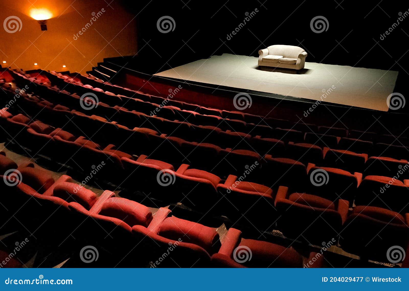 View of a Theater with a Couch on the White Stage Stock Image - Image ...