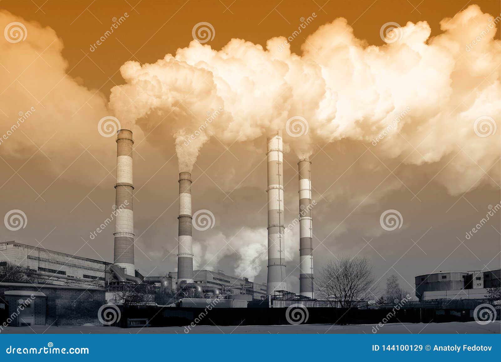 Power Plant Smoke From The Chimney Toned Image Stock Image Image Of