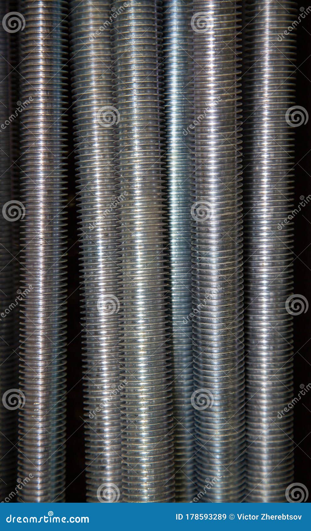 View of Threaded Steel Galvanized Studs in Beautiful Thread Structure ...
