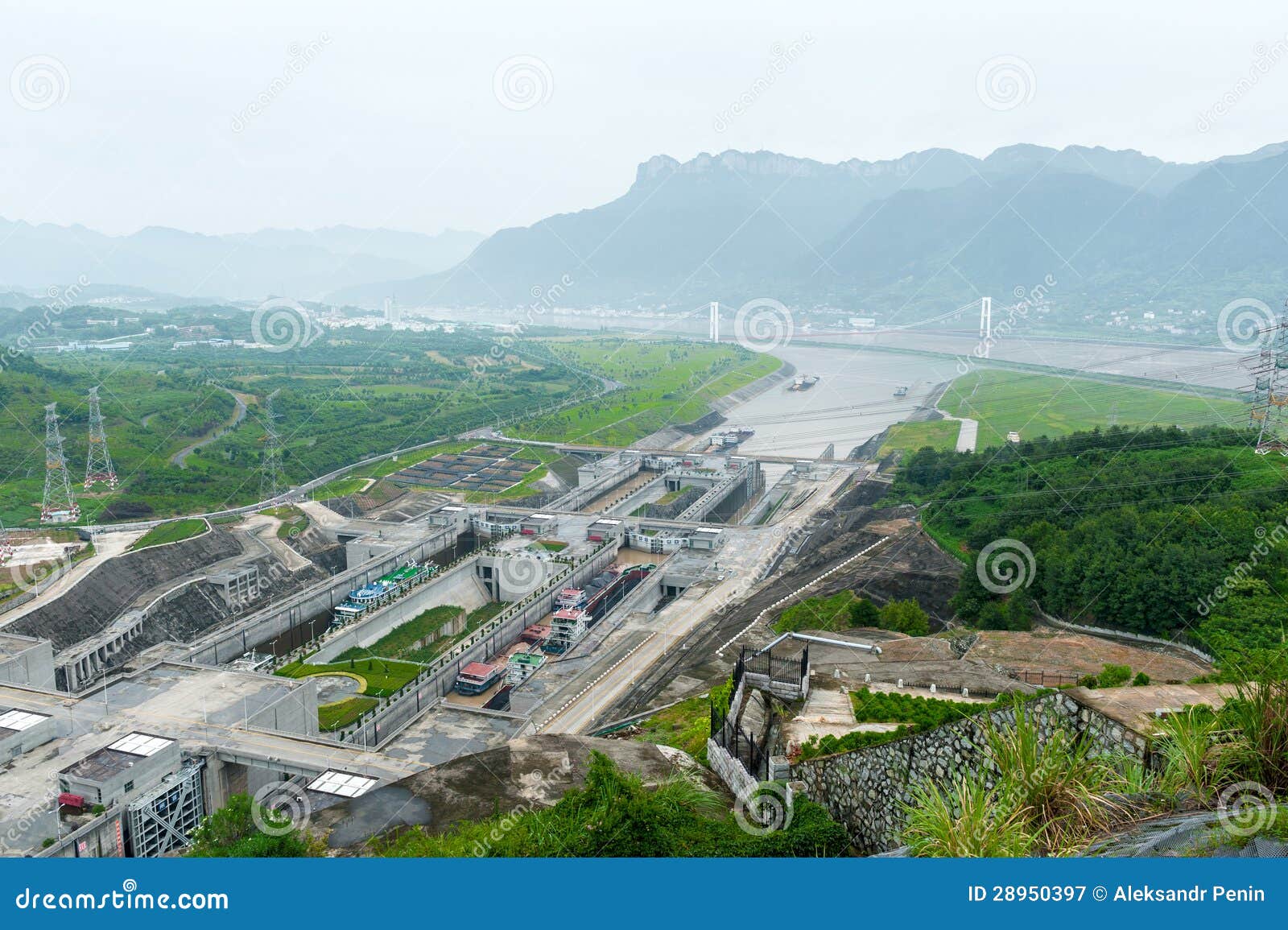 View of the Three Gorges Dam Stock Image - Image of industry, ship ...