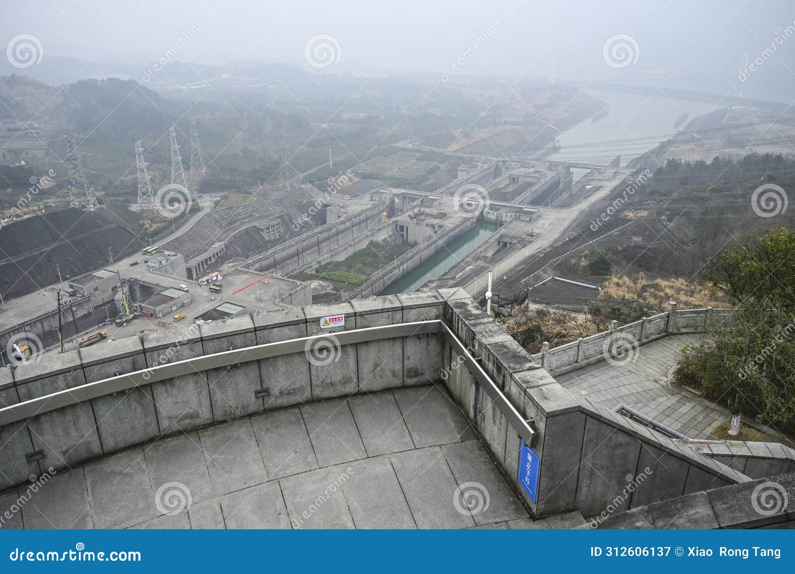 A View of the Three Gorges Dam in the Mist Stock Image - Image of three ...