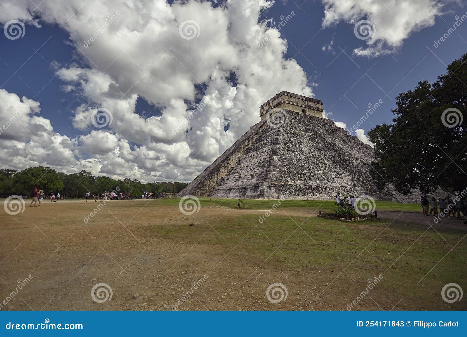 View of Three Quarters of the Pyramid of Chichen Itza Stock Image ...