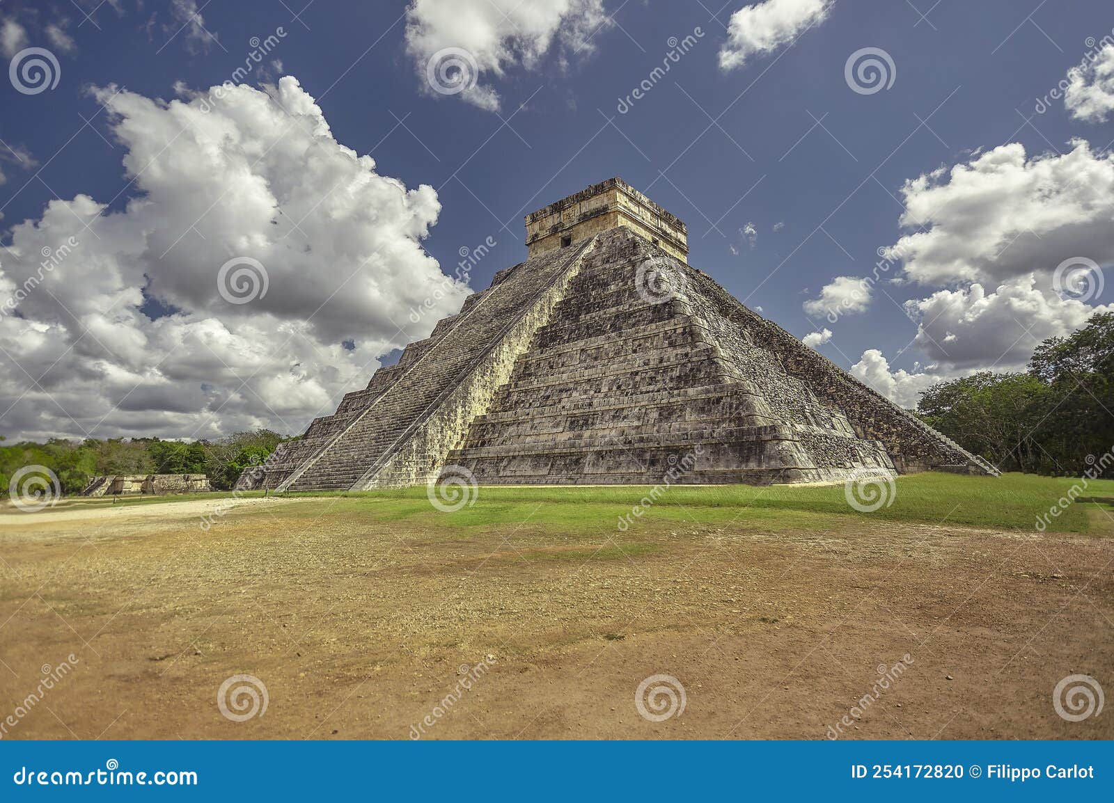 View of Three Quarters of the Pyramid of Chichen Itza Stock Photo ...