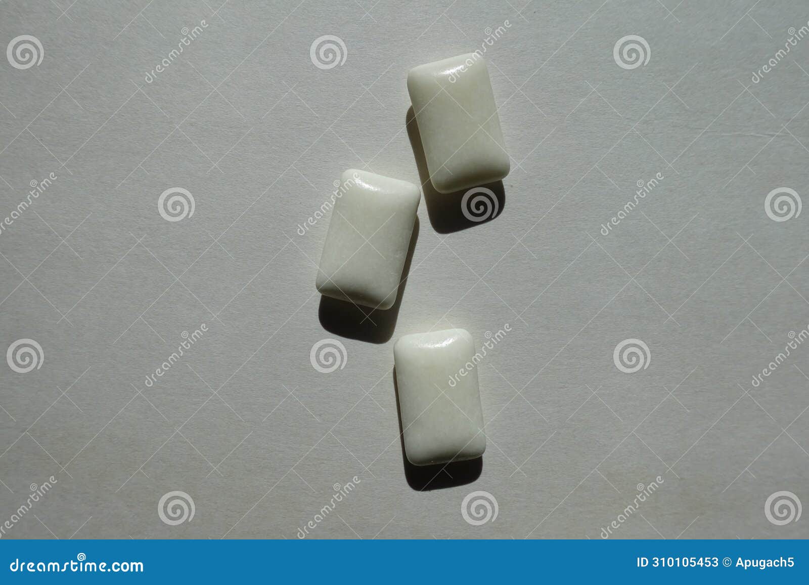 View of Three White Pieces of Chewing Gum from Above Stock Image ...