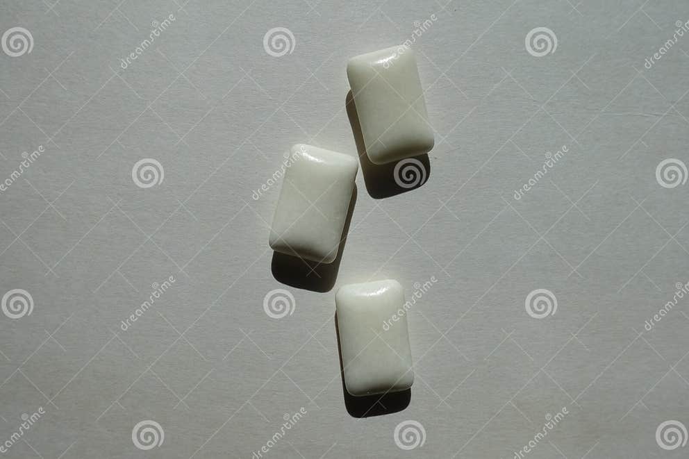 View of Three White Pieces of Chewing Gum from Above Stock Image ...