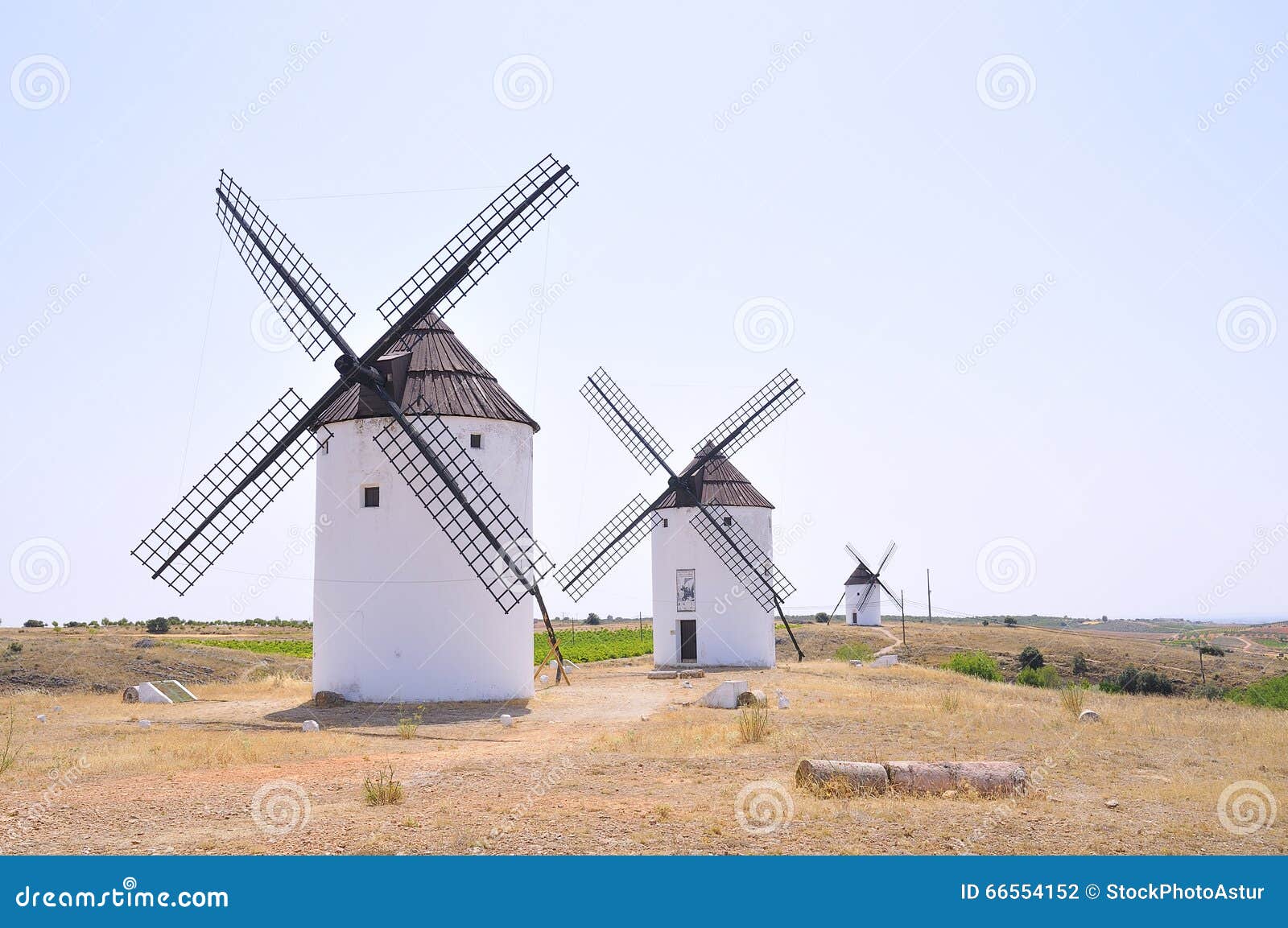 View on Three Windmills at Field Stock Photo - Image of outdoors, power ...
