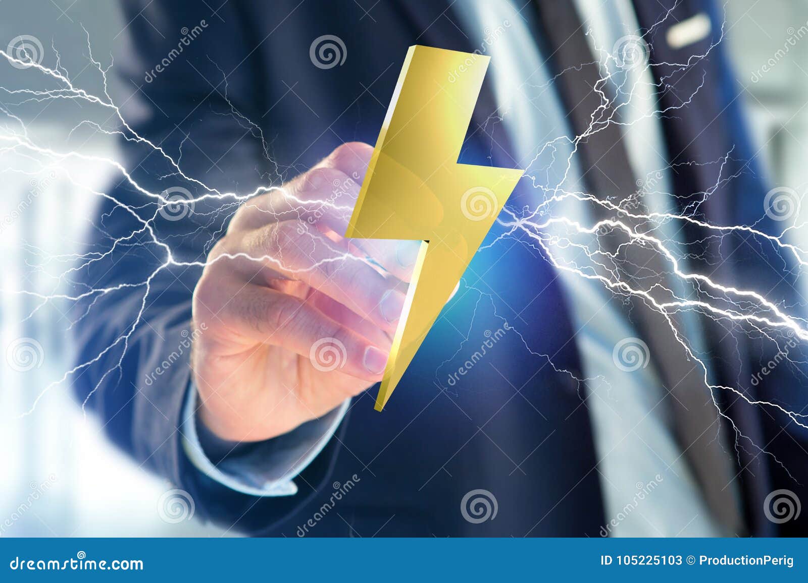 Thunder Lighting Bolt Symbol Displayed on a Futuristic Interface Stock ...