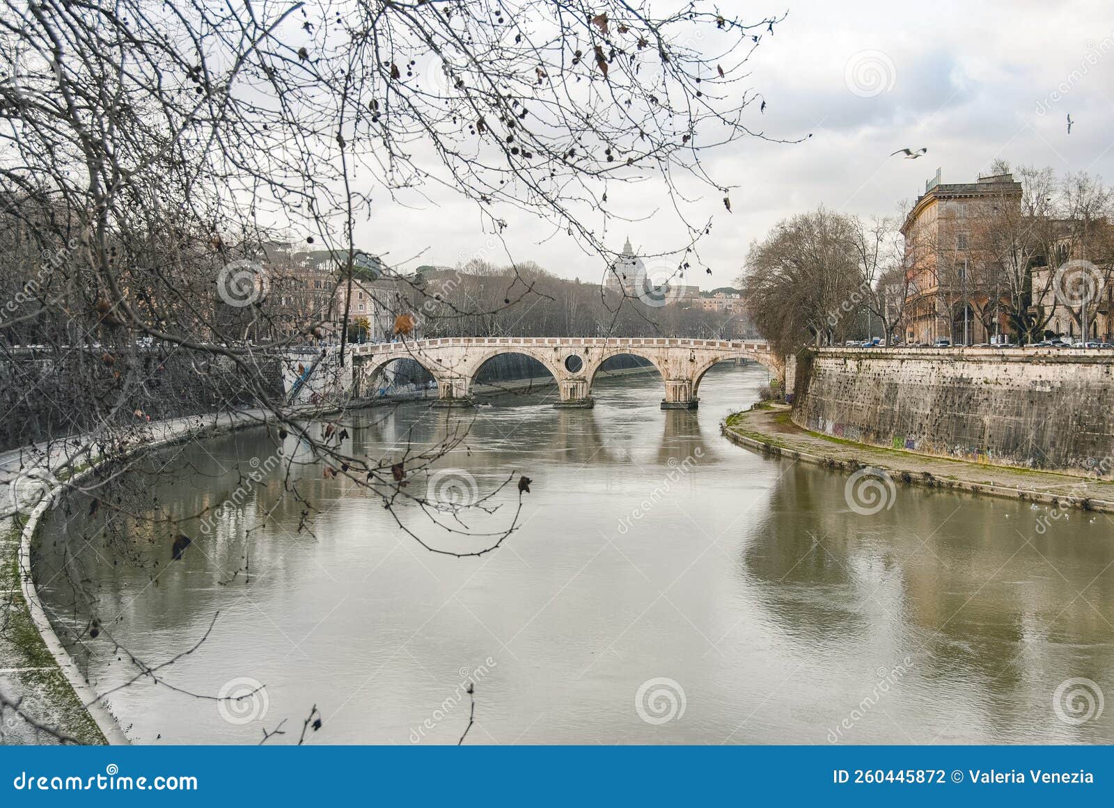 View of Tiber River in Rome Stock Photo - Image of reflection ...