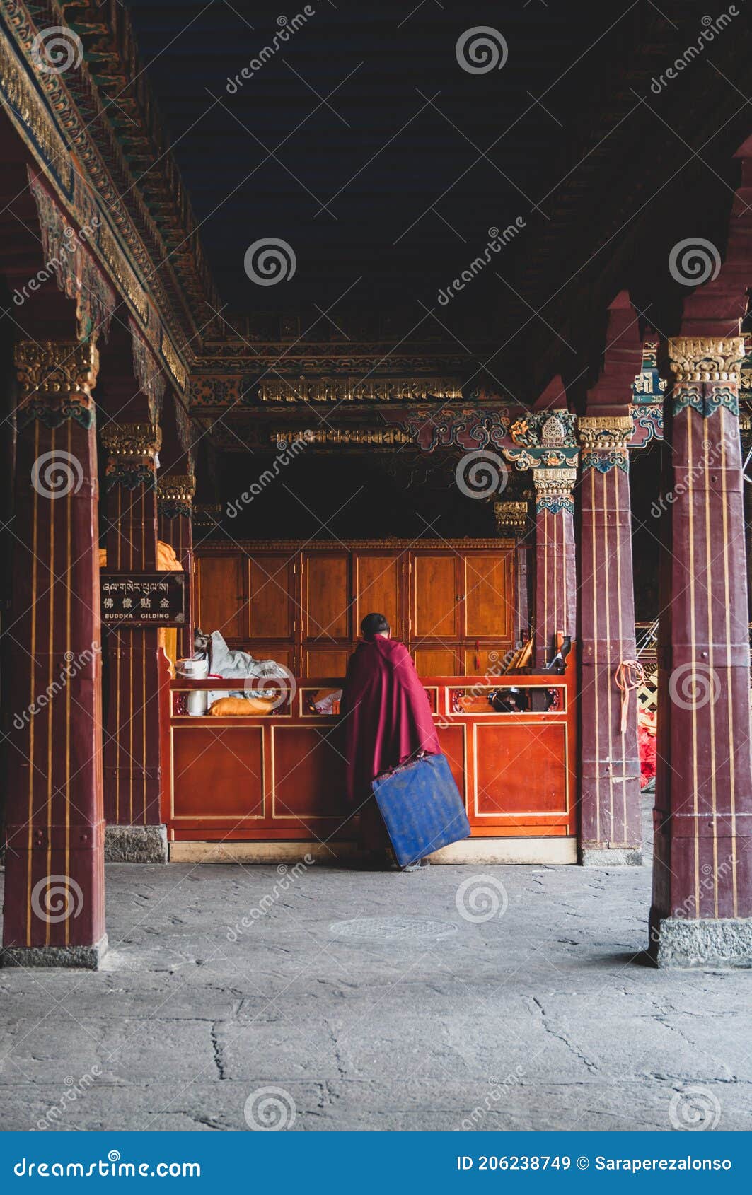 View of a Tibetan Buddhist Monk Inside a Temple Editorial Stock Image ...