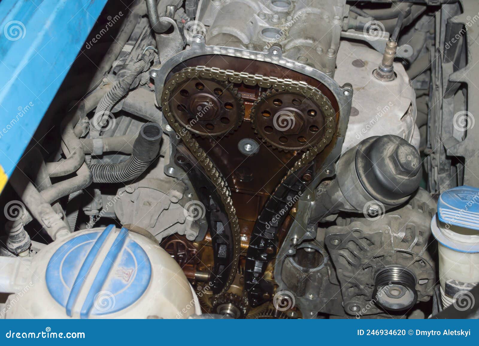 View of the Timing Chain Drive of the Internal Combustion Engine ...