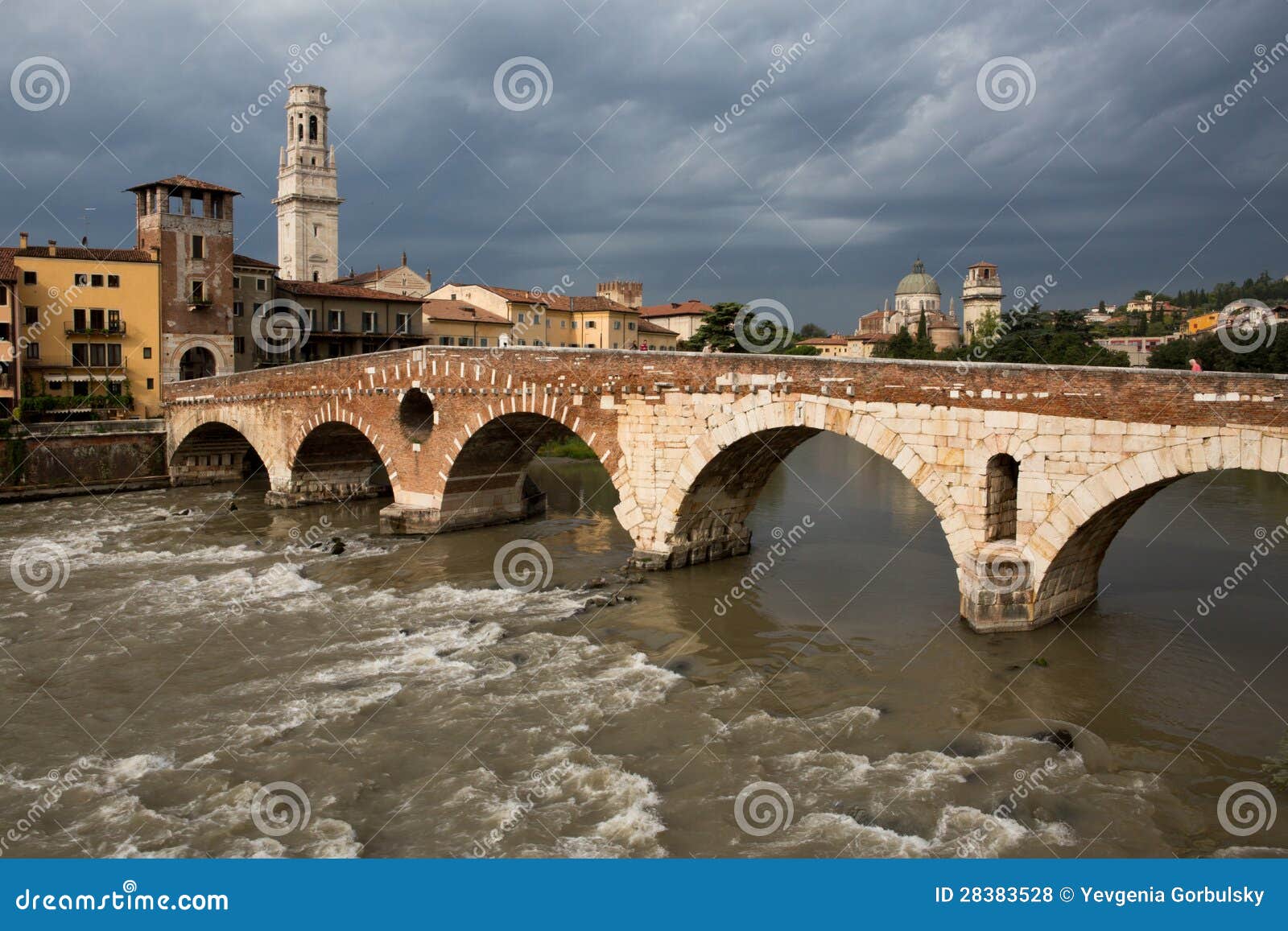 View To the Adige River in Verona Stock Photo - Image of saint, bridge ...