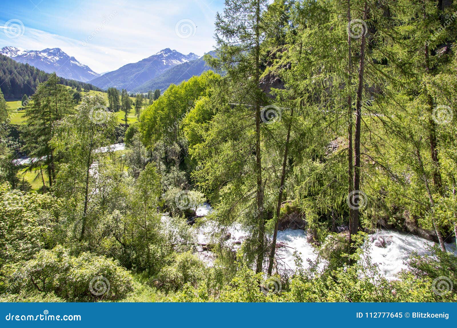 Typical Alpine Landscape in Spring Stock Image - Image of beautiful ...