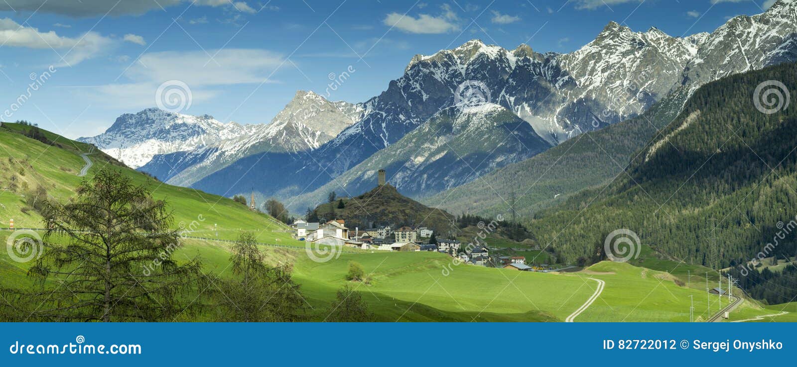 View To Alpine Valley in Spring Day Stock Photo - Image of countryside ...