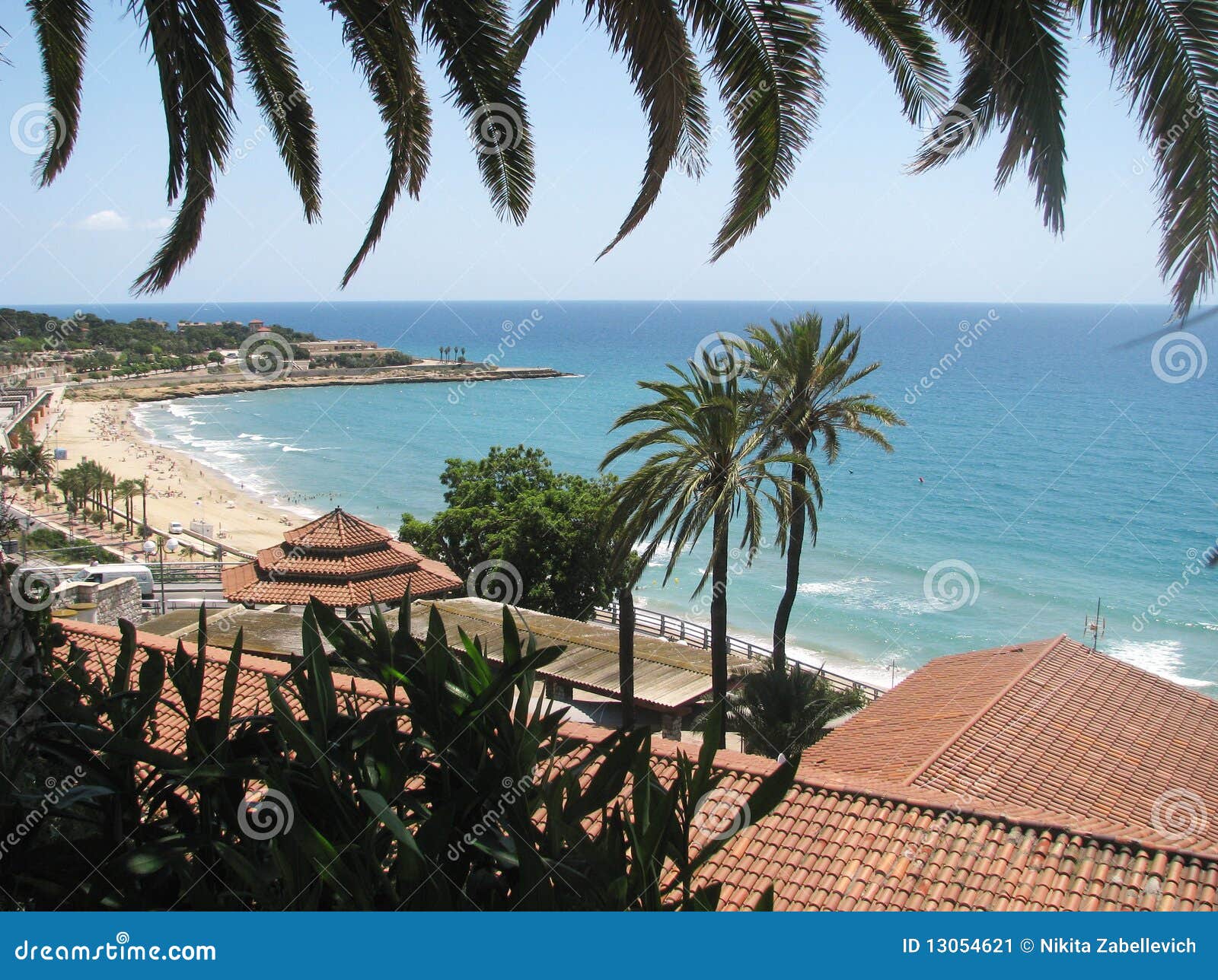 View To the Bay and Beach - Spain Stock Image - Image of home, sunny ...